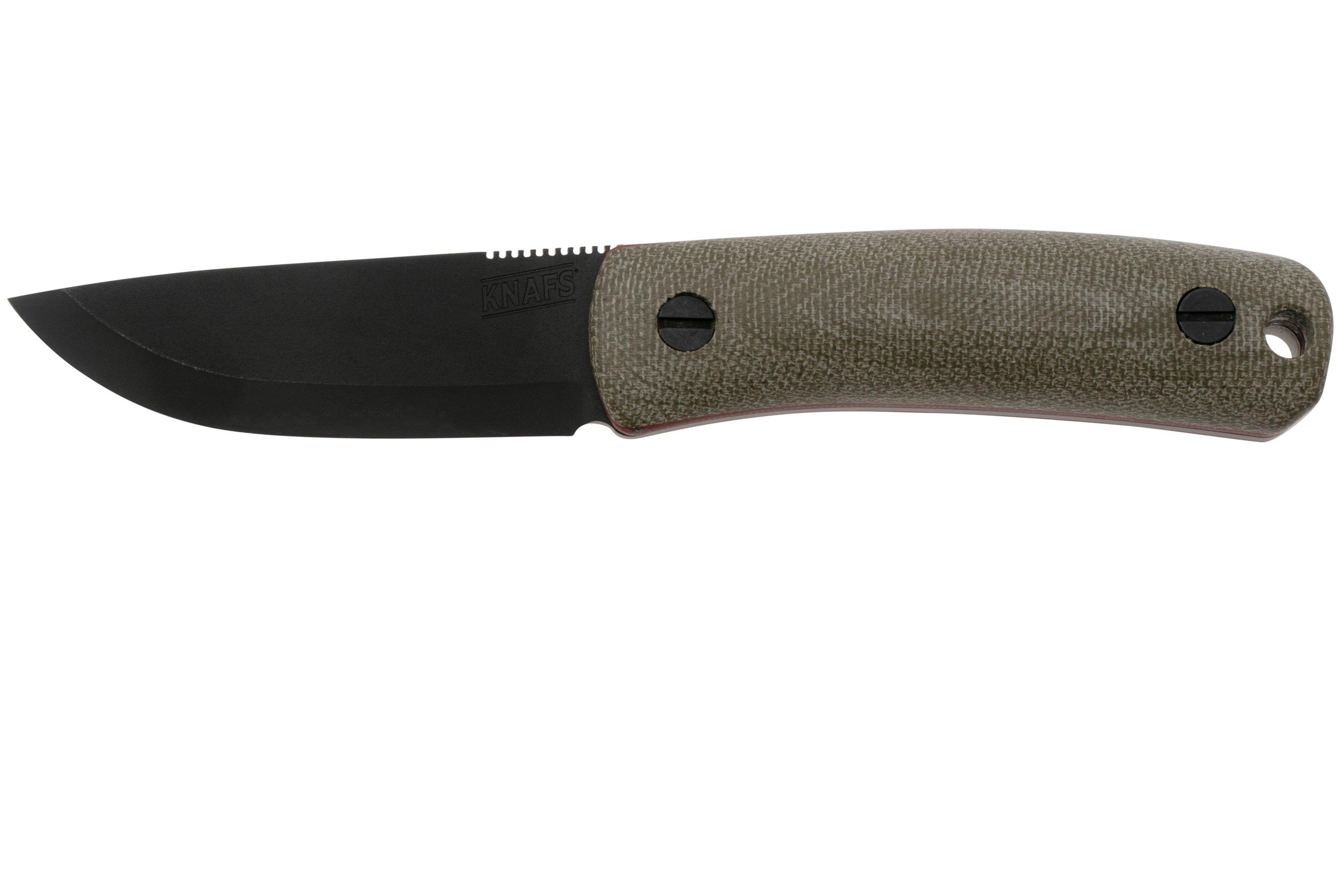 KNAFS Lulu KNAFS-00251, Black CPM MagnaCut, Green Canvas Micarta, fixed ...
