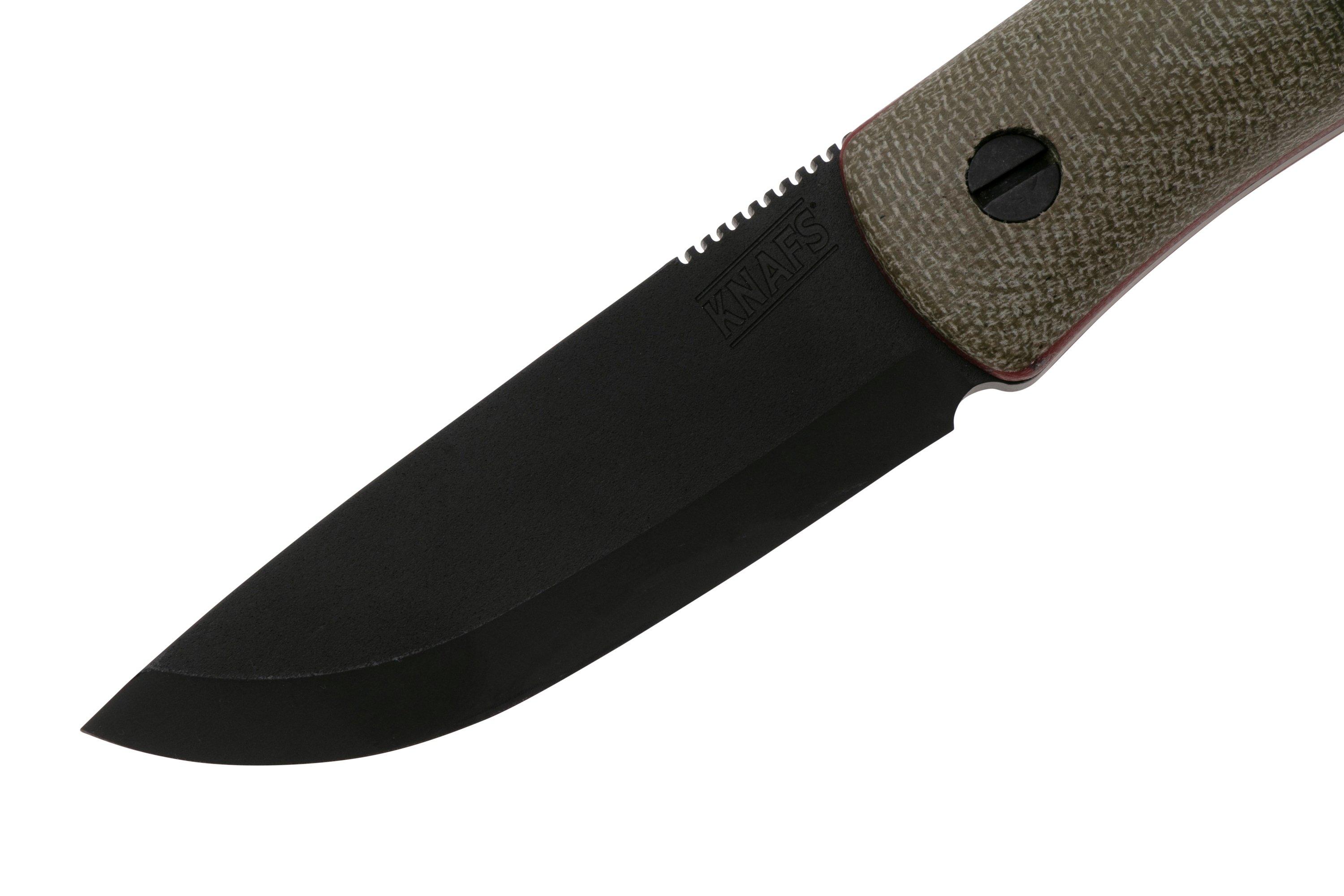 KNAFS Lulu KNAFS-00251, Black CPM MagnaCut, Green Canvas Micarta, fixed ...