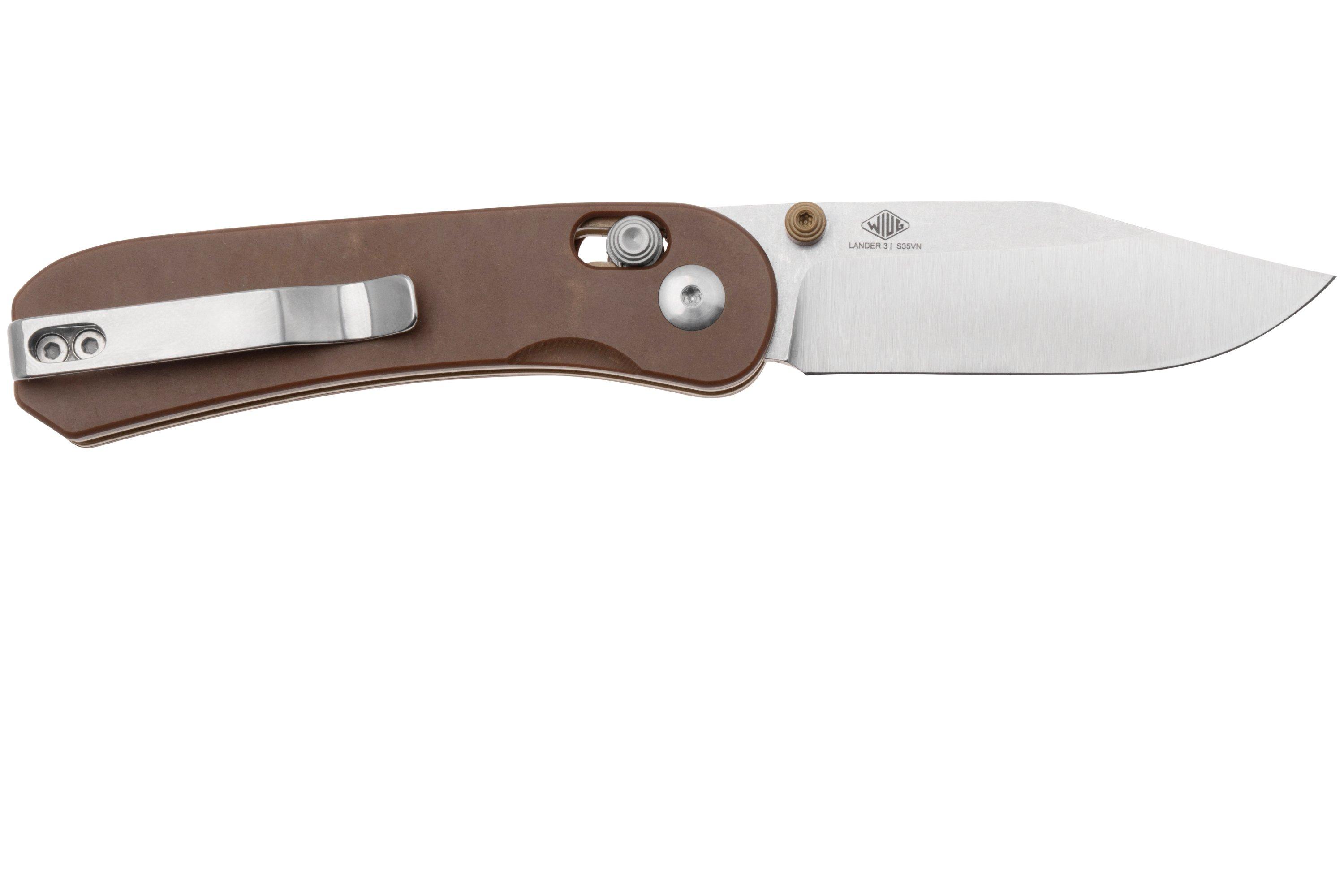Knafs Lander 3 KNAFS-00392, S35VN Clip Point, Paper Micarta pocket knife | Advantageously ...