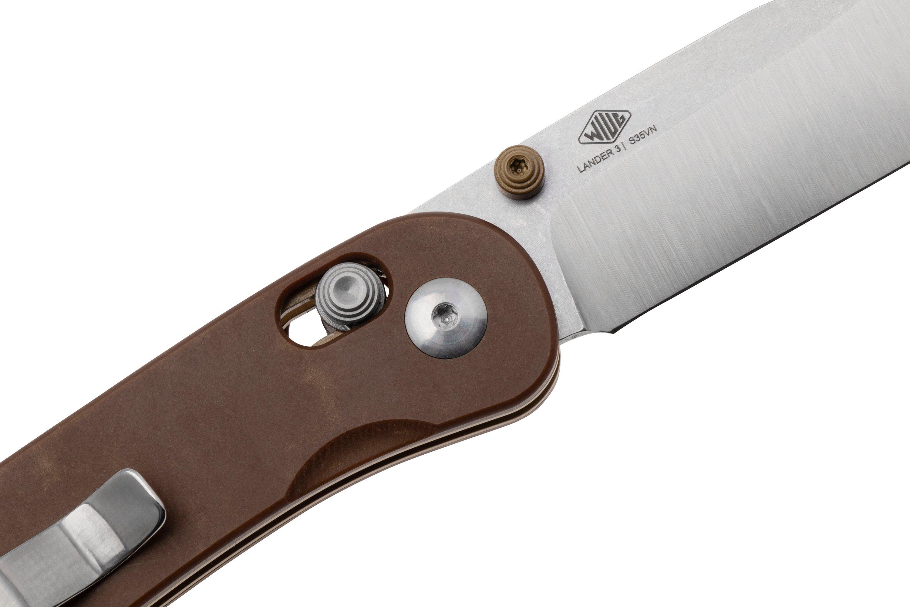 Knafs Lander 3 KNAFS-00392, S35VN Clip Point, Paper Micarta pocket ...