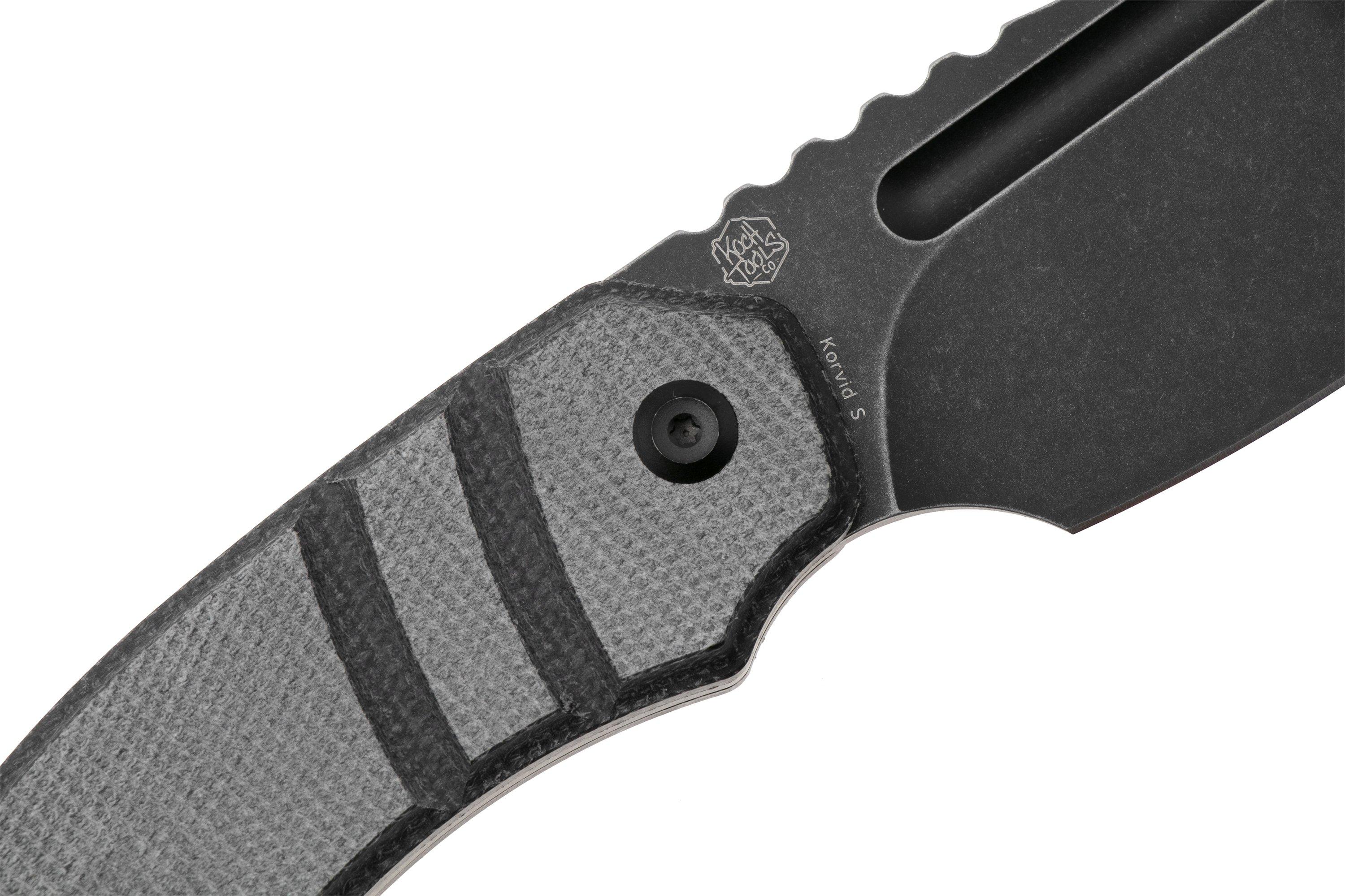 Kansept Korvid S G2030A1 Blackwashed 14C28N, Black Micarta, vaststaand ...
