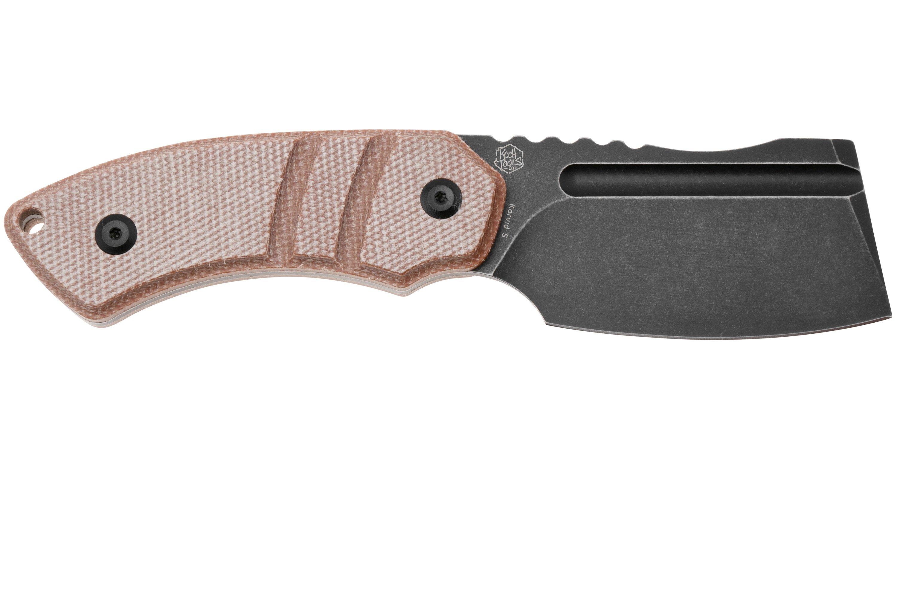 Kansept Korvid S G2030A4 Blackwashed 14C28N, Brown Micarta, vaststaand ...