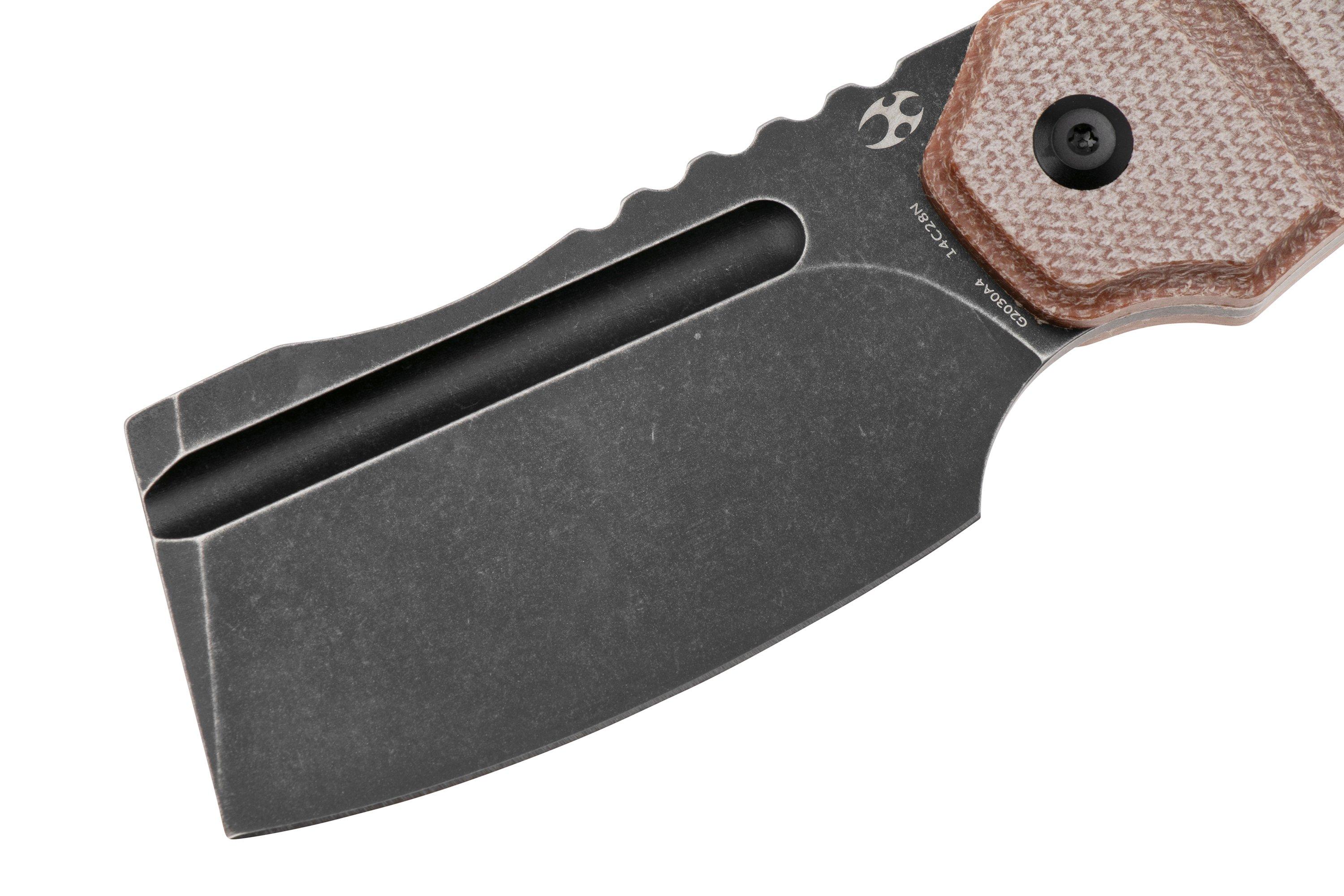 Kansept Korvid S G2030A4 Blackwashed 14C28N, Brown Micarta, vaststaand ...