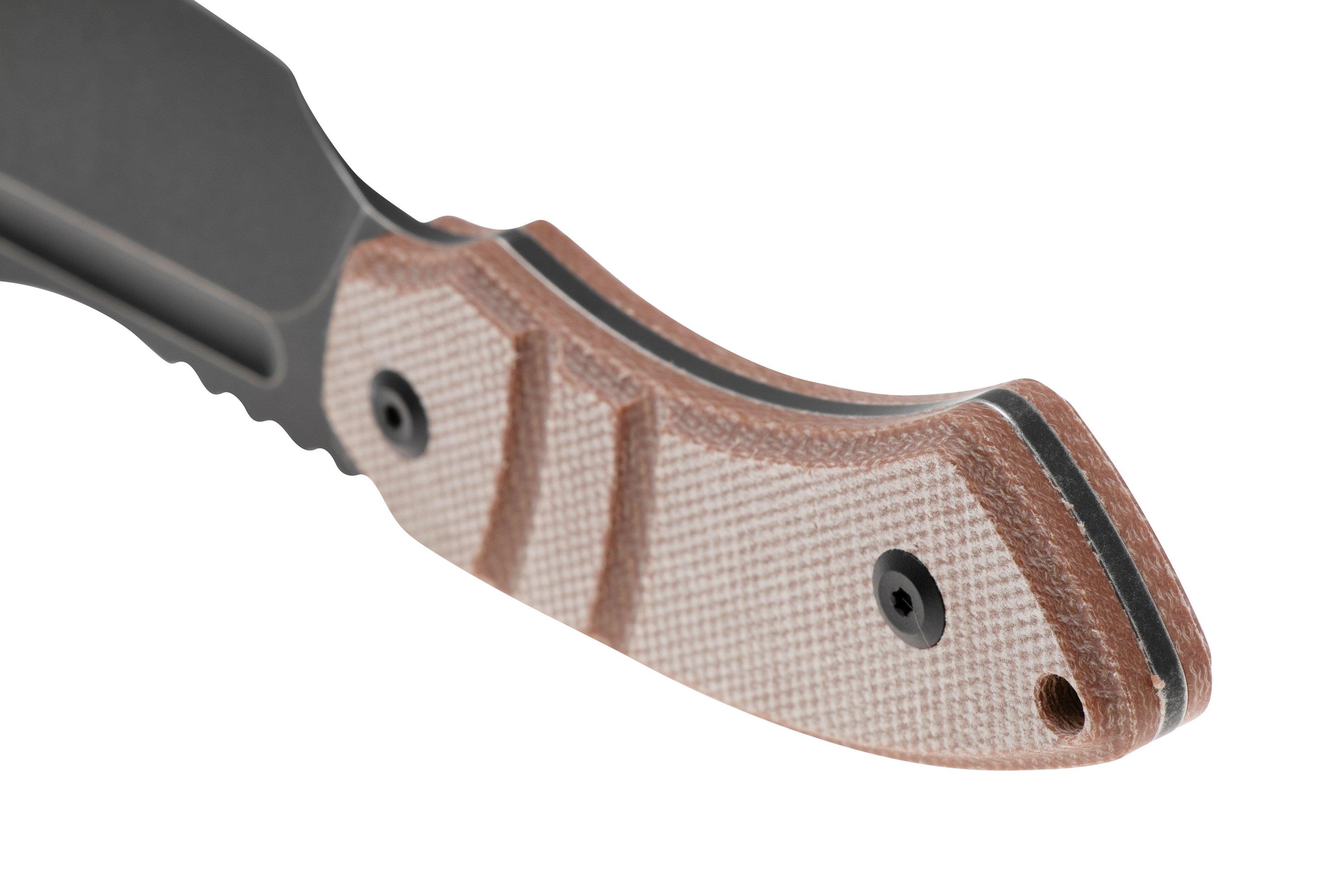 Kansept Korvid S G2030A4 Blackwashed 14C28N, Brown Micarta, vaststaand ...