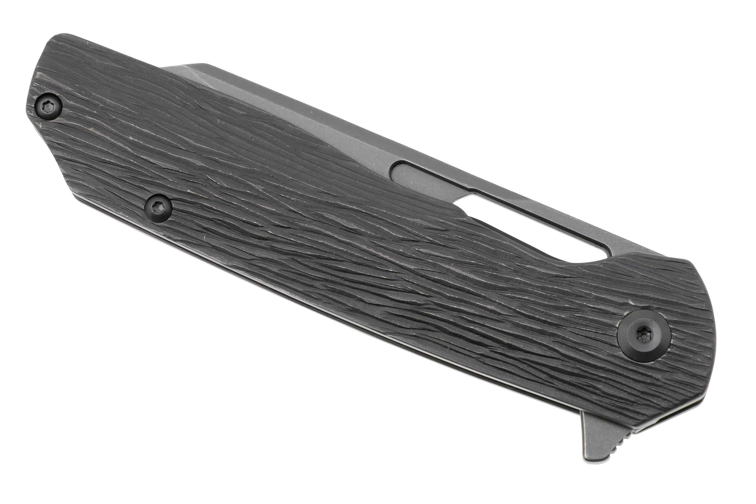 Kansept Shard K1006W Blackwashed CPM S35VN, Treelines Textured Titanium ...