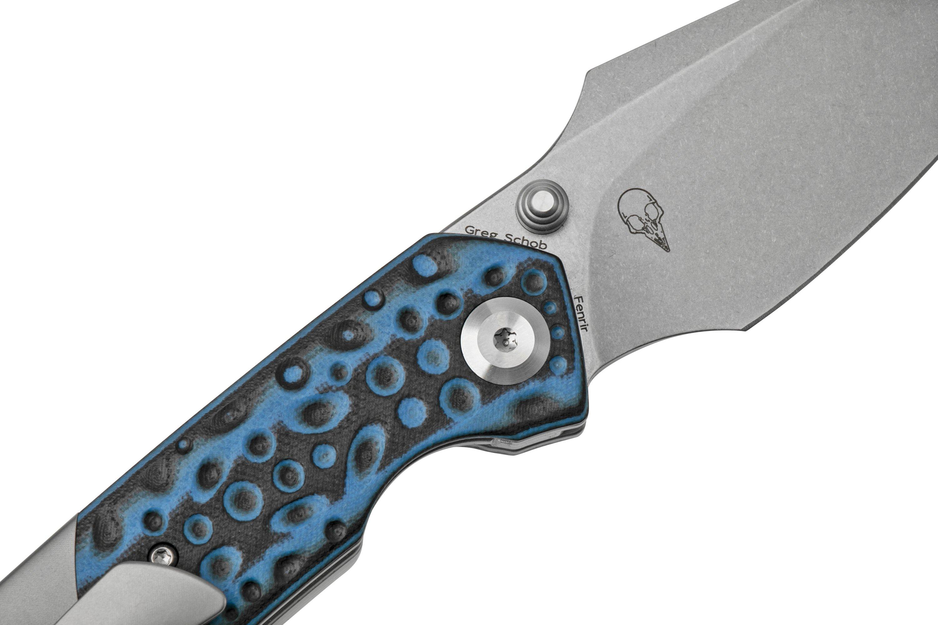 Kansept Fenrir K1034A3 Stonewashed, Black & Blue G10, couteau de poche ...
