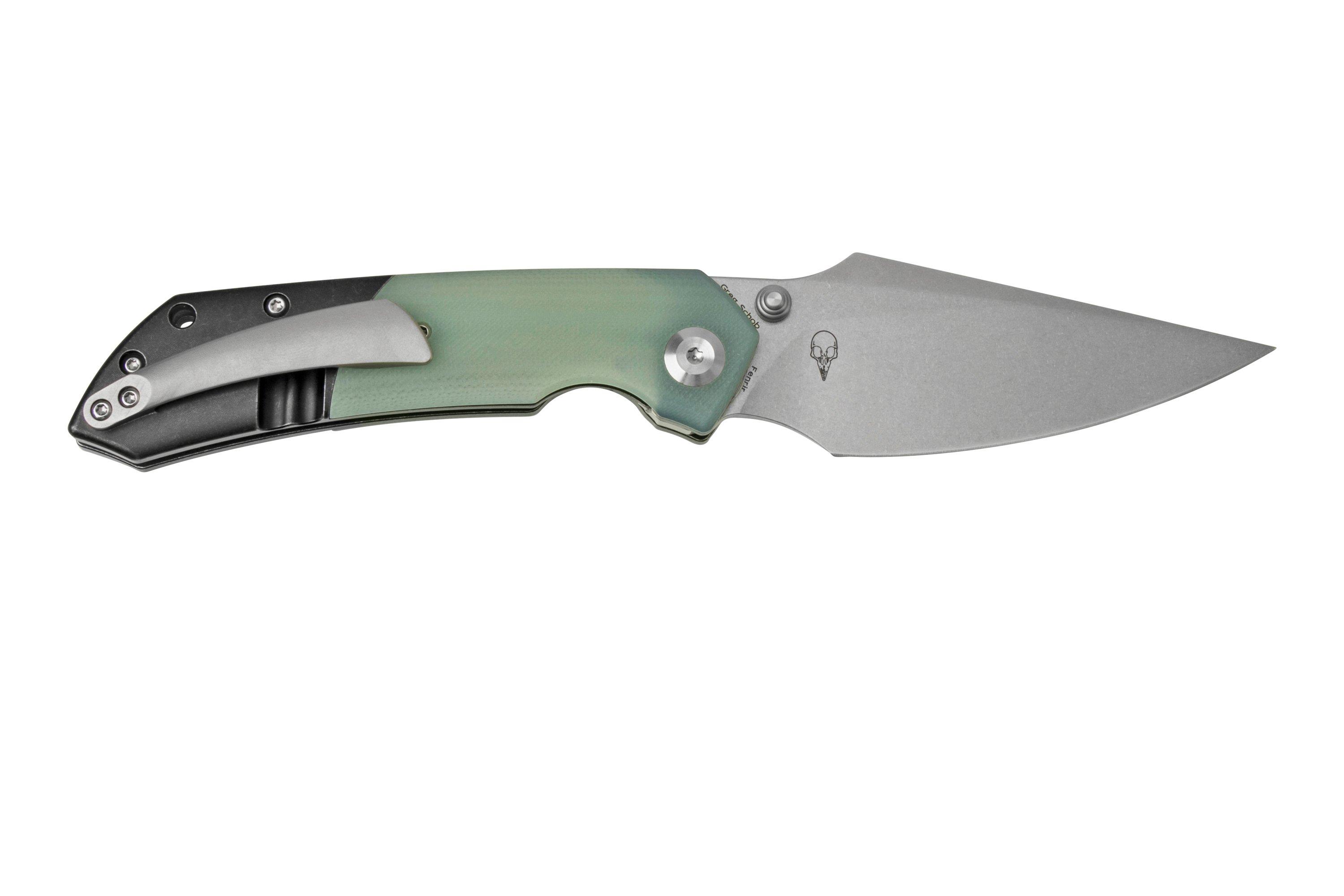 Kansept Fenrir K1034A5 Stonewashed, Jade G10 pocket knife, Greg Schob ...