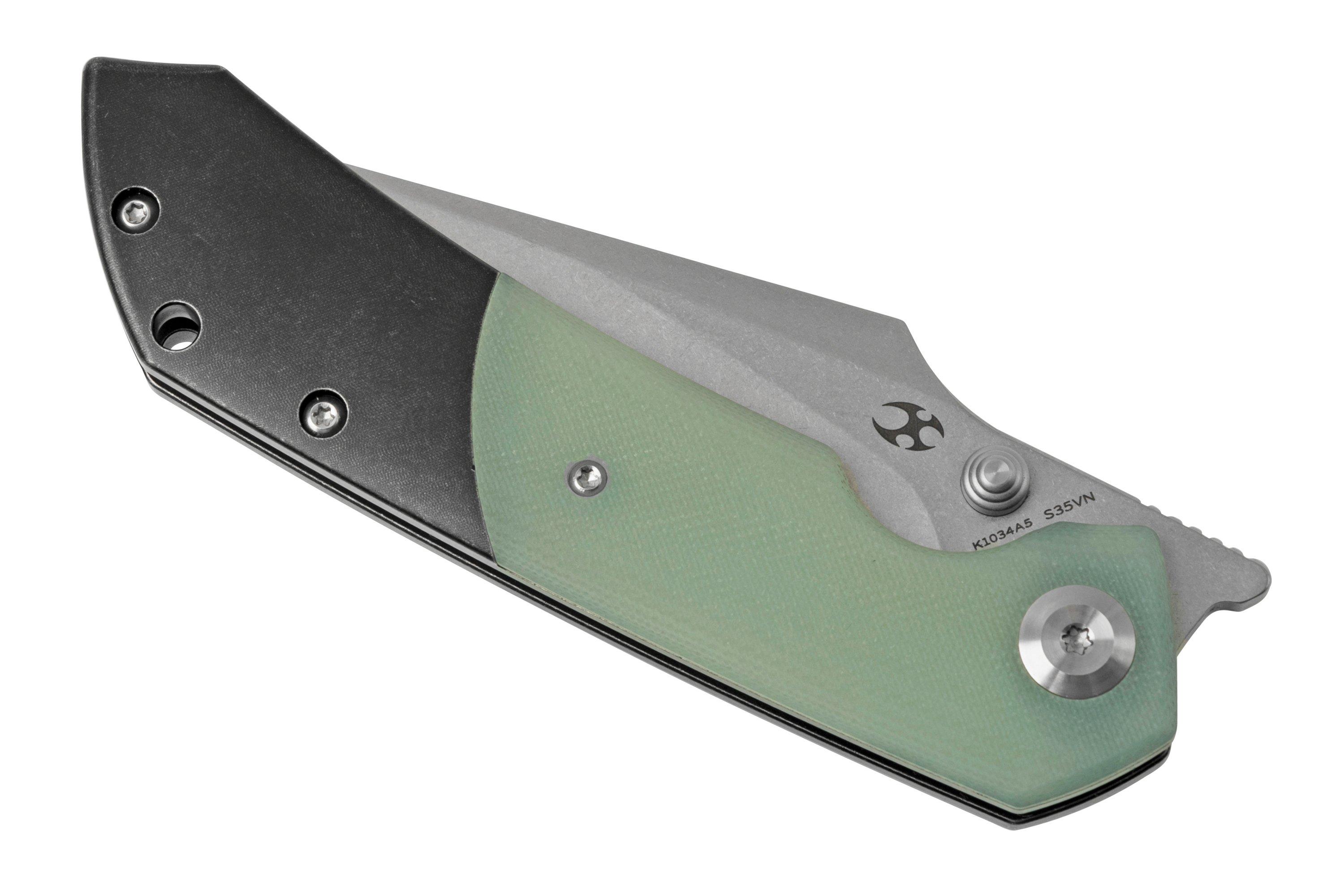 Kansept Fenrir K1034A5 Stonewashed, Jade G10 pocket knife, Greg Schob ...