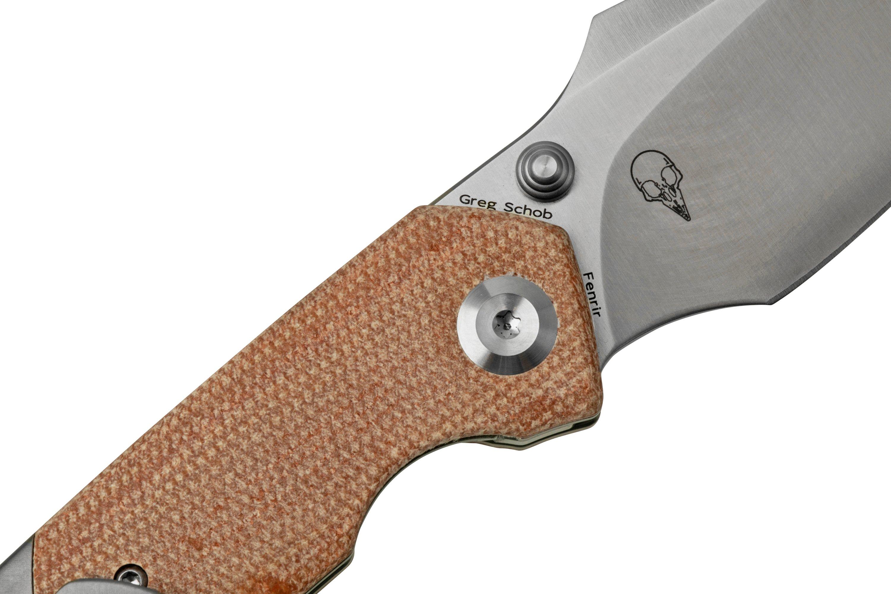 Kansept Fenrir K1034A6 Satin, Brown Micarta pocket knife, Greg Schob ...