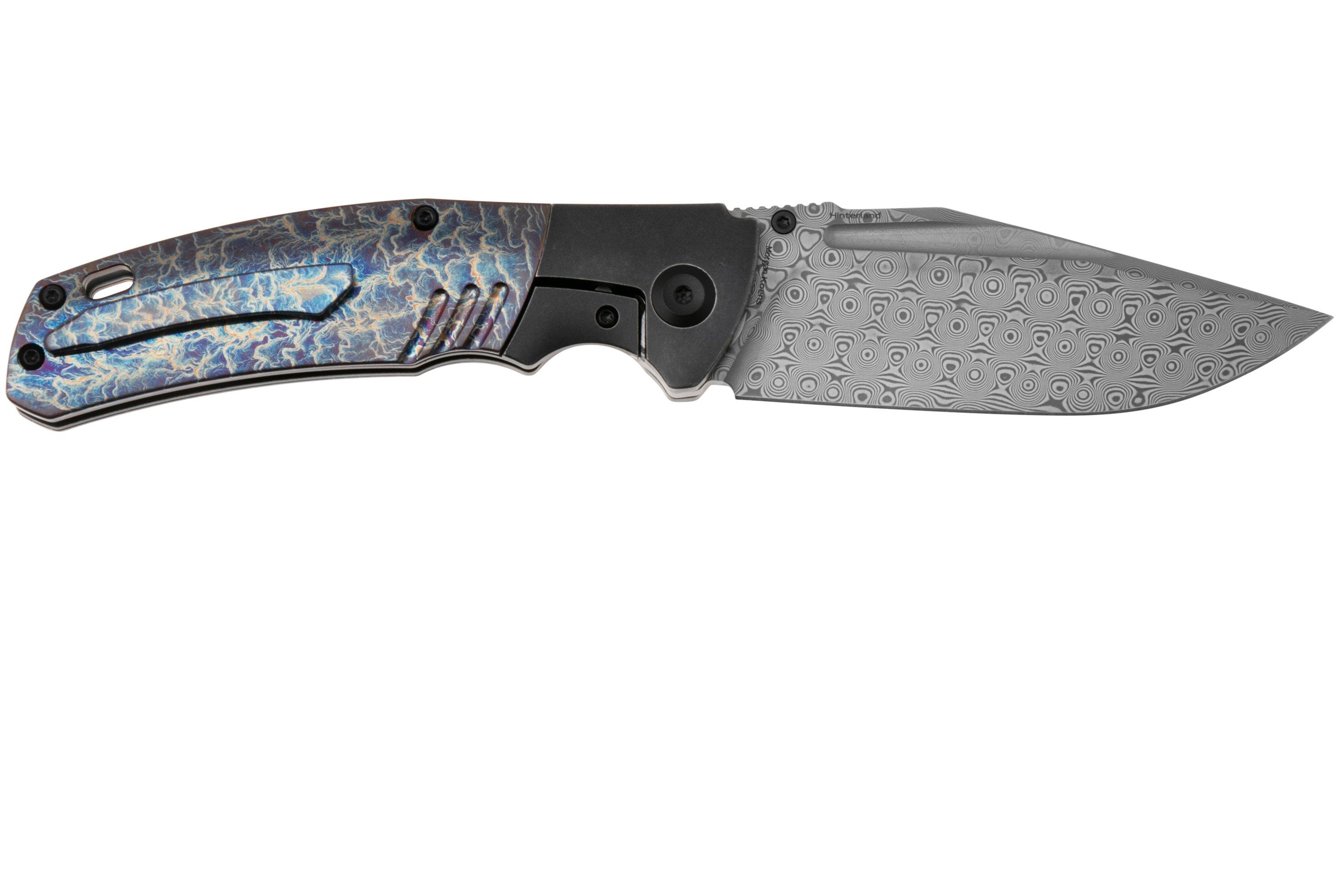 Kansept Hinterland K1057A6 Damascus, Blackwashed Titanium, Lightning Strike Titanium ...