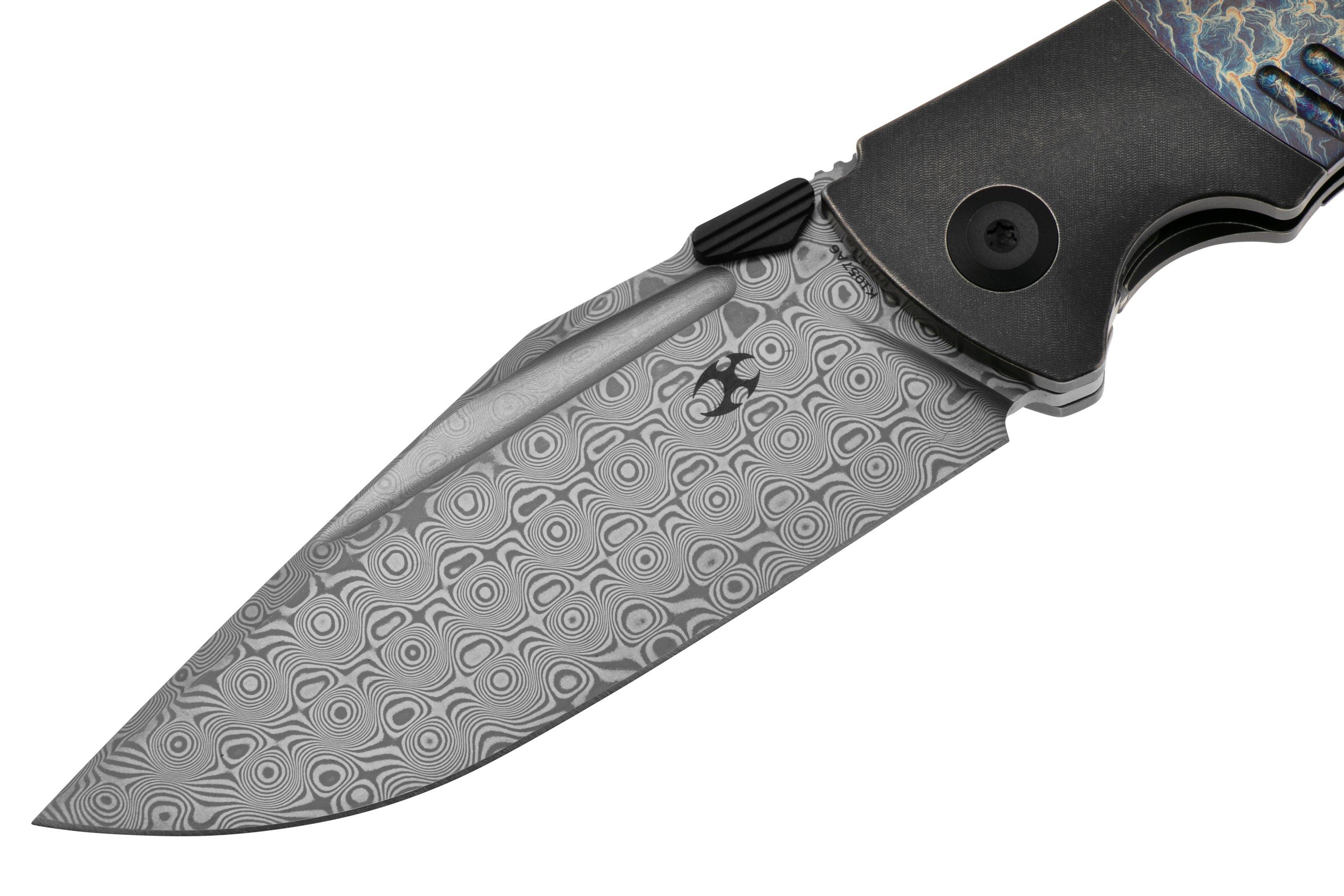 Kansept Hinterland K1057A6 Damascus, Blackwashed Titanium, Lightning Strike Titanium ...