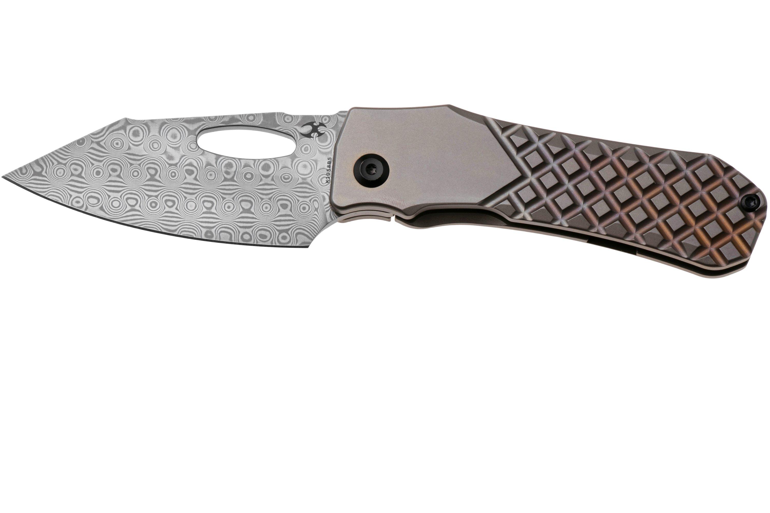 Kansept Loki K1058B5, Damascus Steel, Bronzed Frag Pattern Anodized ...