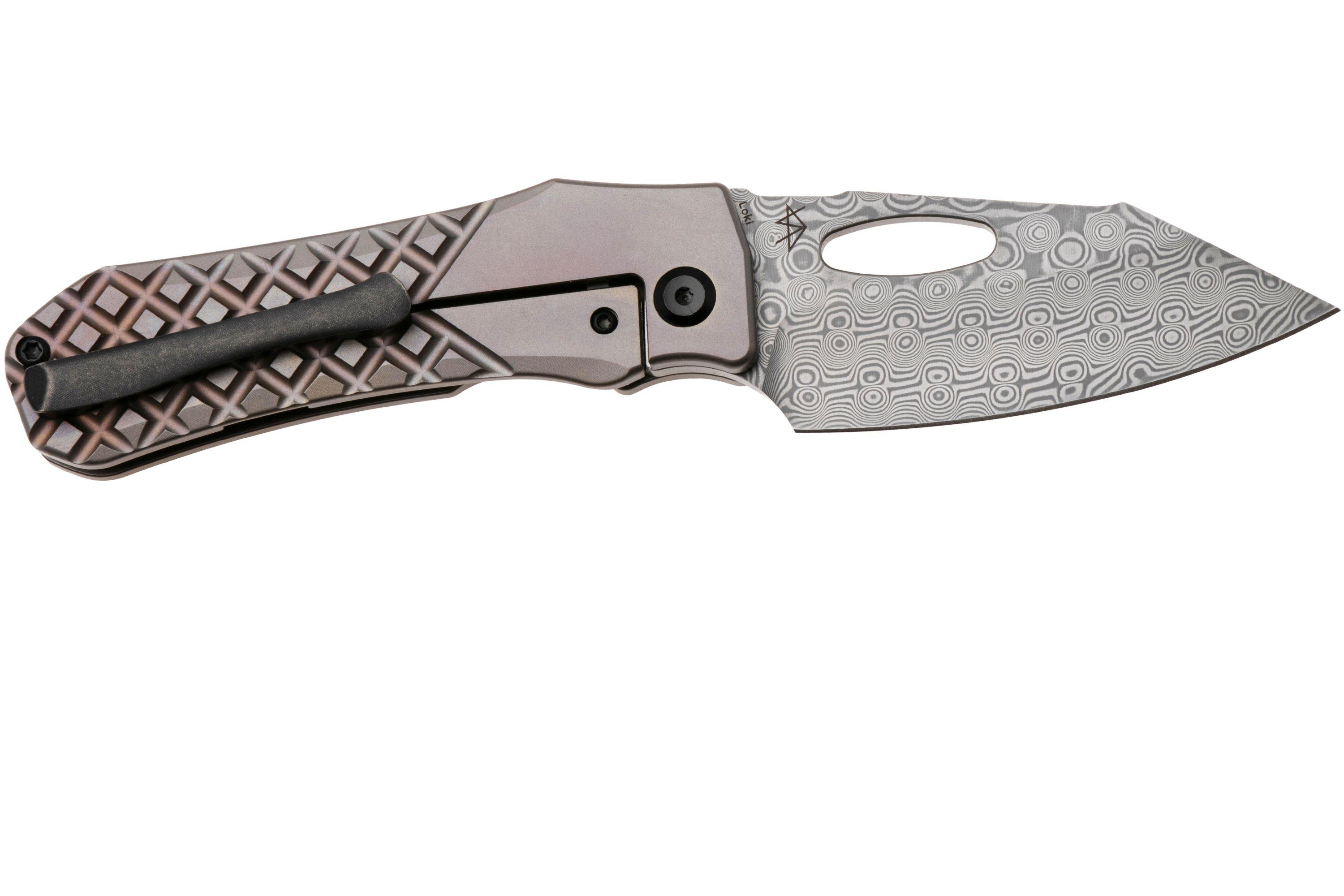 Kansept Loki K1058B5, Damascus Steel, Bronzed Frag Pattern Anodized ...