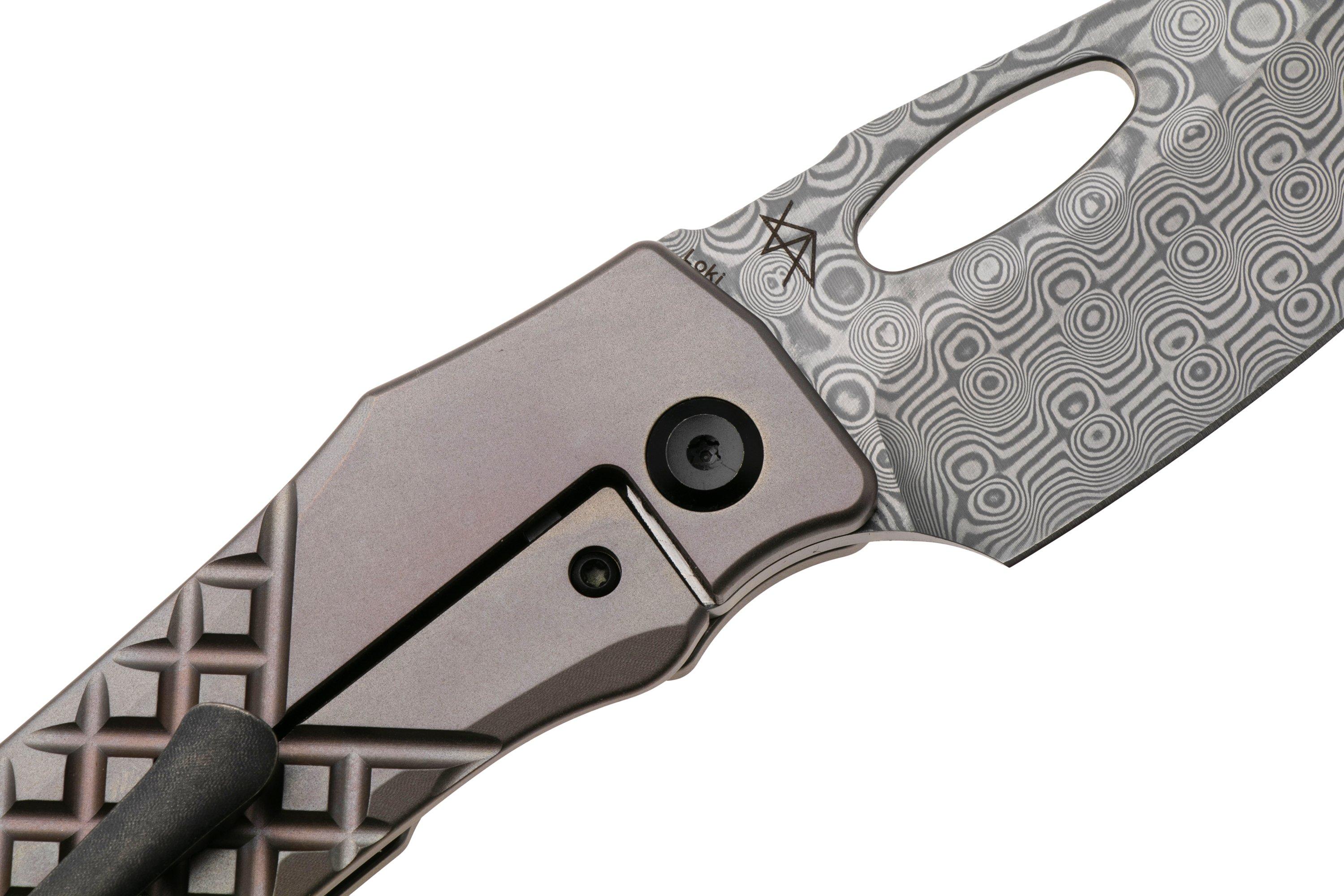 Kansept Loki K1058B5, Damascus Steel, Bronzed Frag Pattern Anodized ...