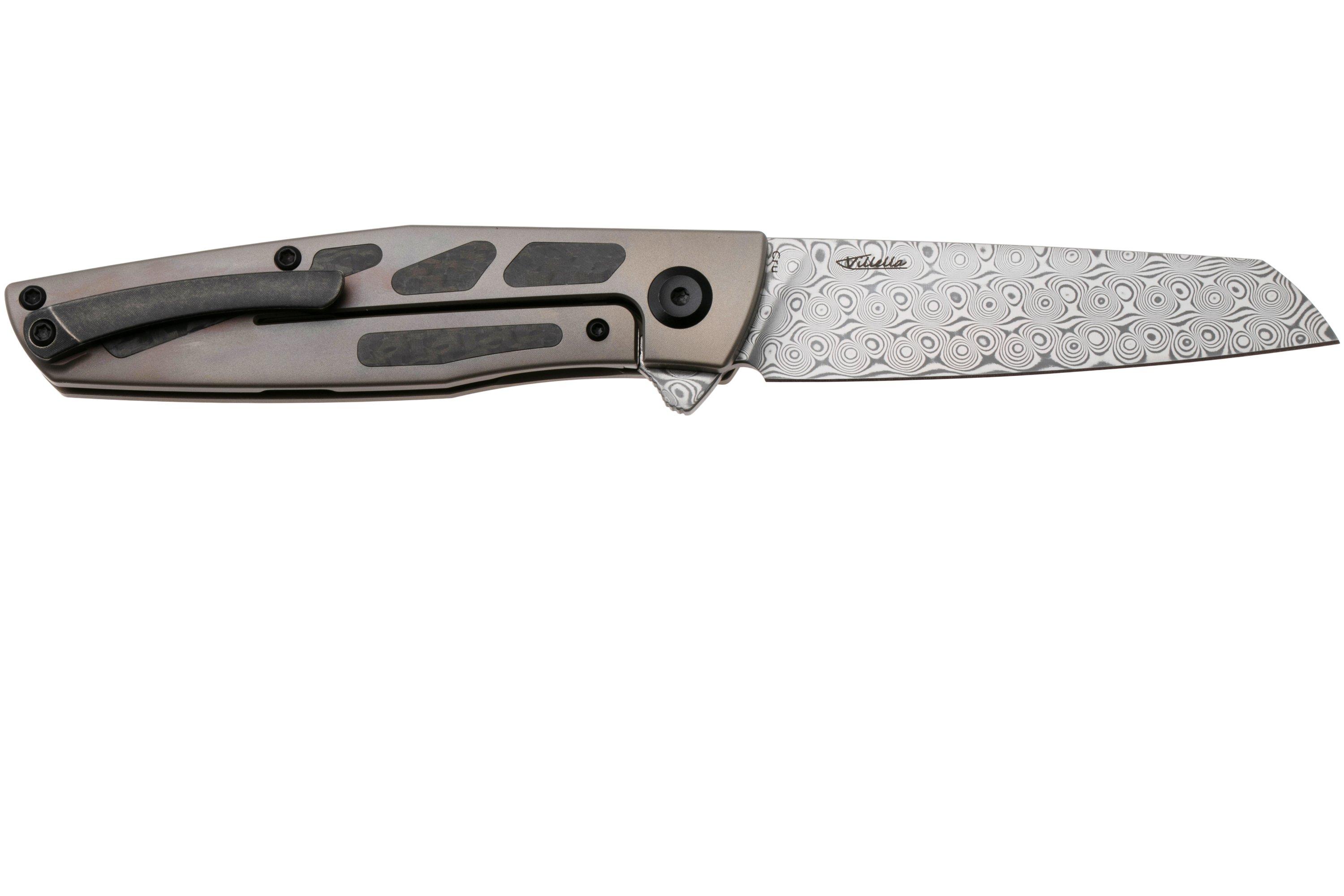 Kansept Cru K1092A4, Damascus Steel, Bronze Titanium, Black Carbon ...