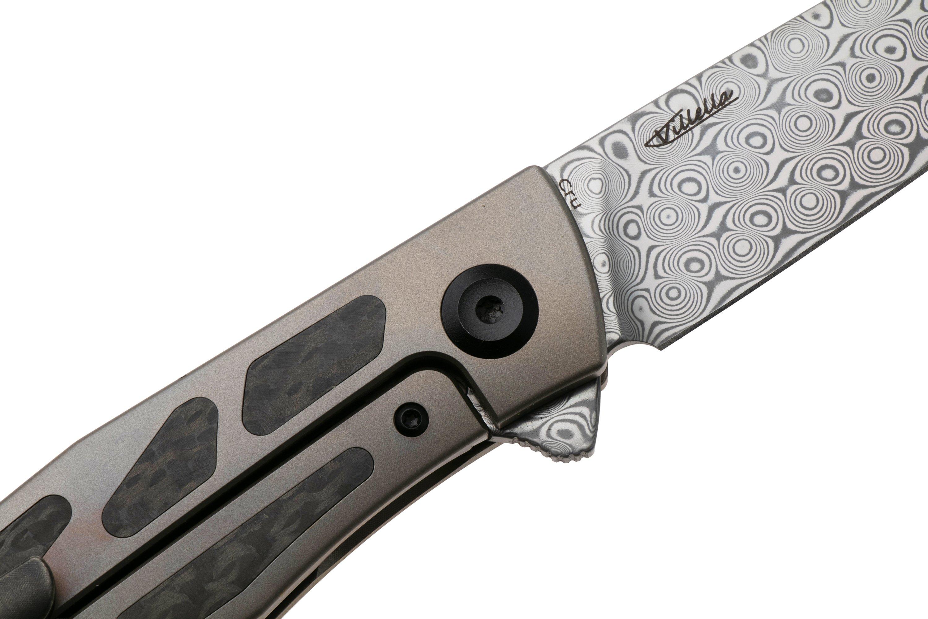Kansept Cru K1092A4, Damascus Steel, Bronze Titanium, Black Carbon ...