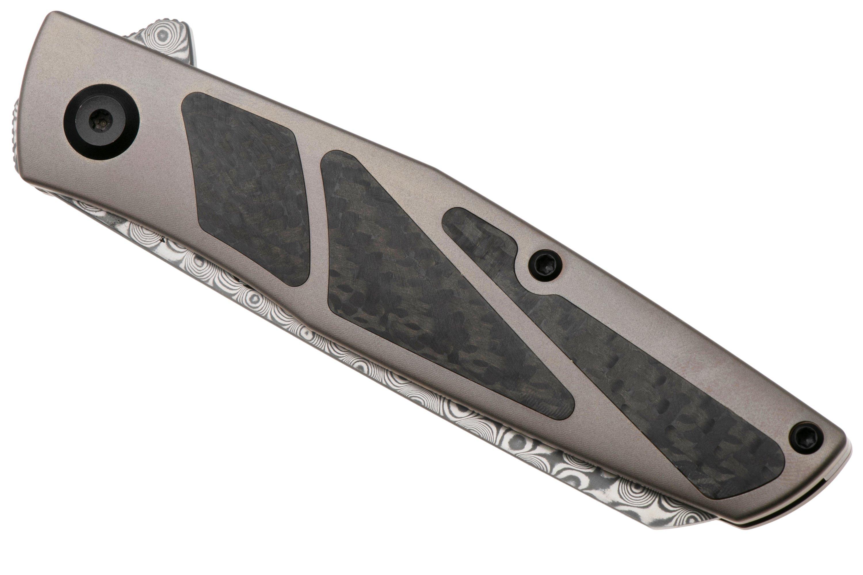 Kansept Cru K1092A4, Damascus Steel, Bronze Titanium, Black Carbon ...