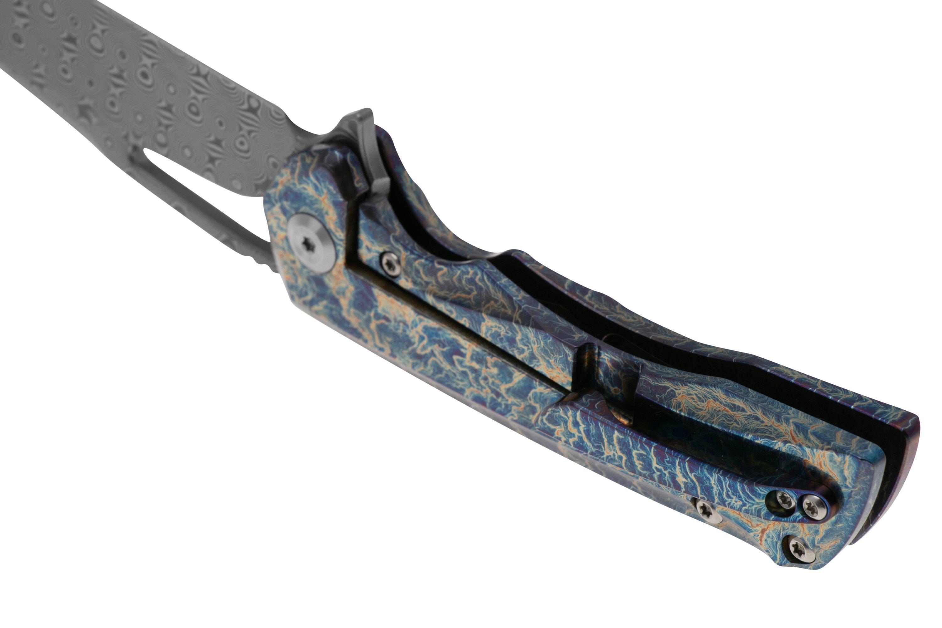 Kansept Mini Kryo K2001S2 Damascus, Lightning Strike Titanium, pocket ...