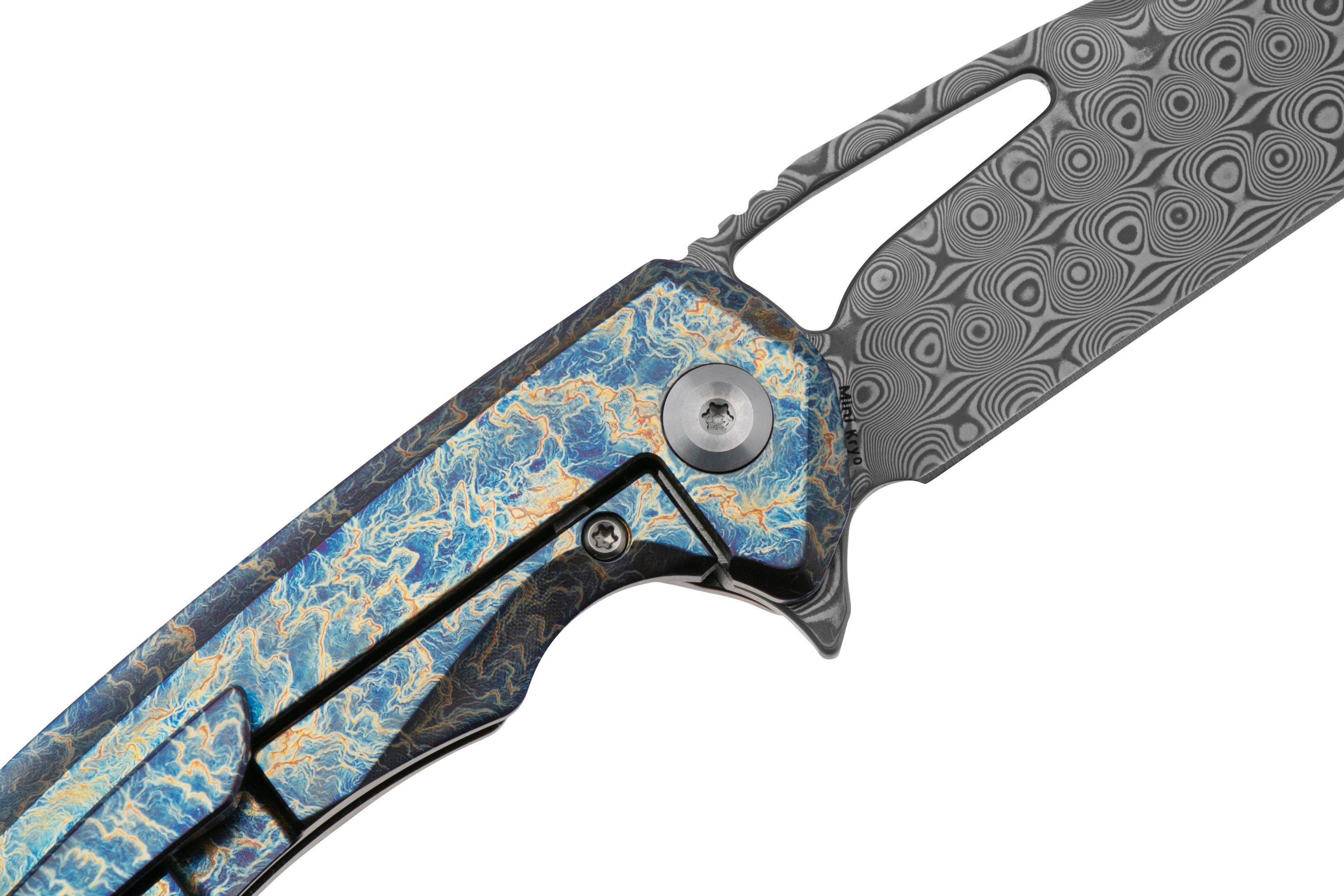 Kansept Mini Kryo K2001S2 Damascus, Lightning Strike Titanium, pocket ...