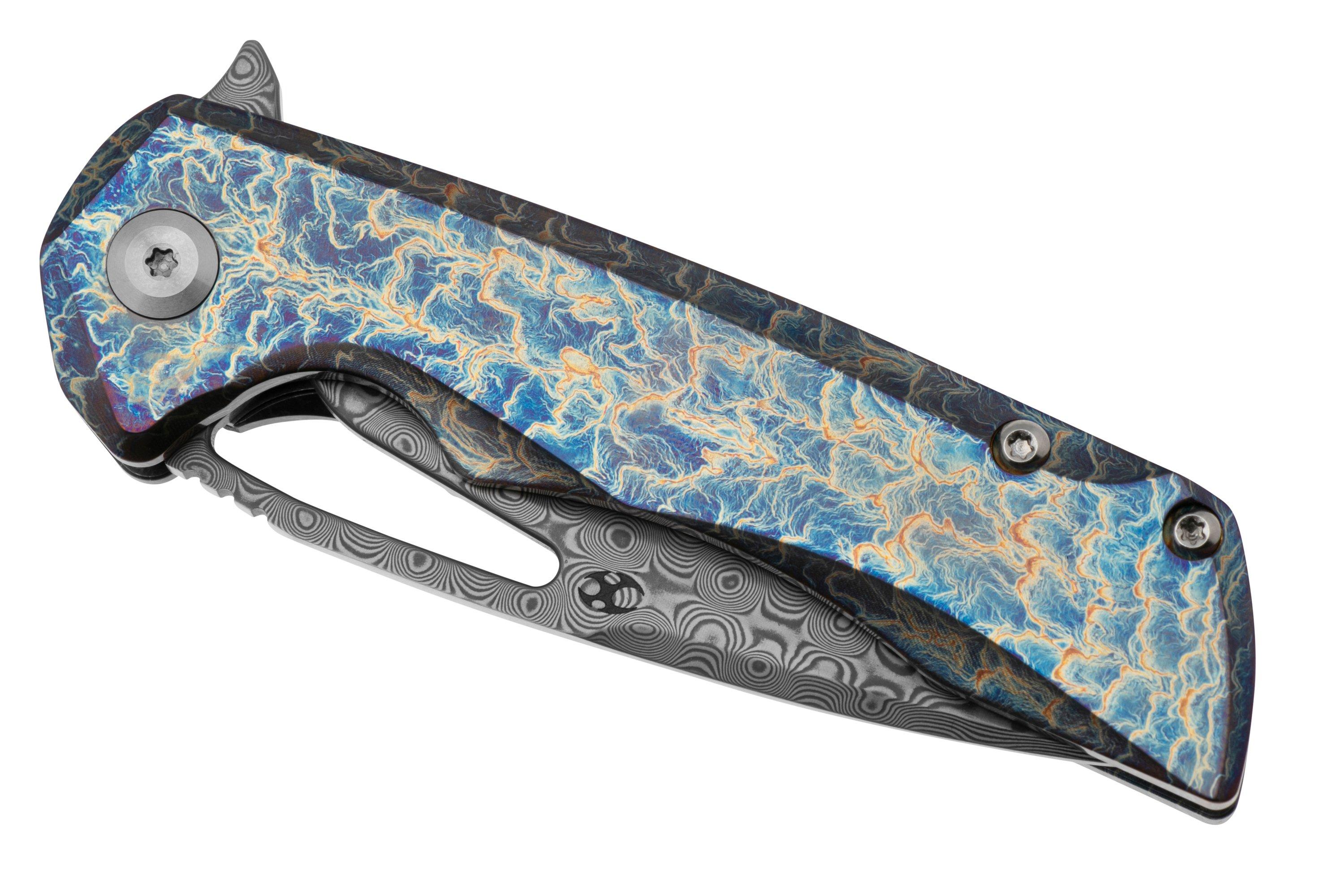 Kansept Mini Kryo K2001S2 Damascus, Lightning Strike Titanium, pocket ...