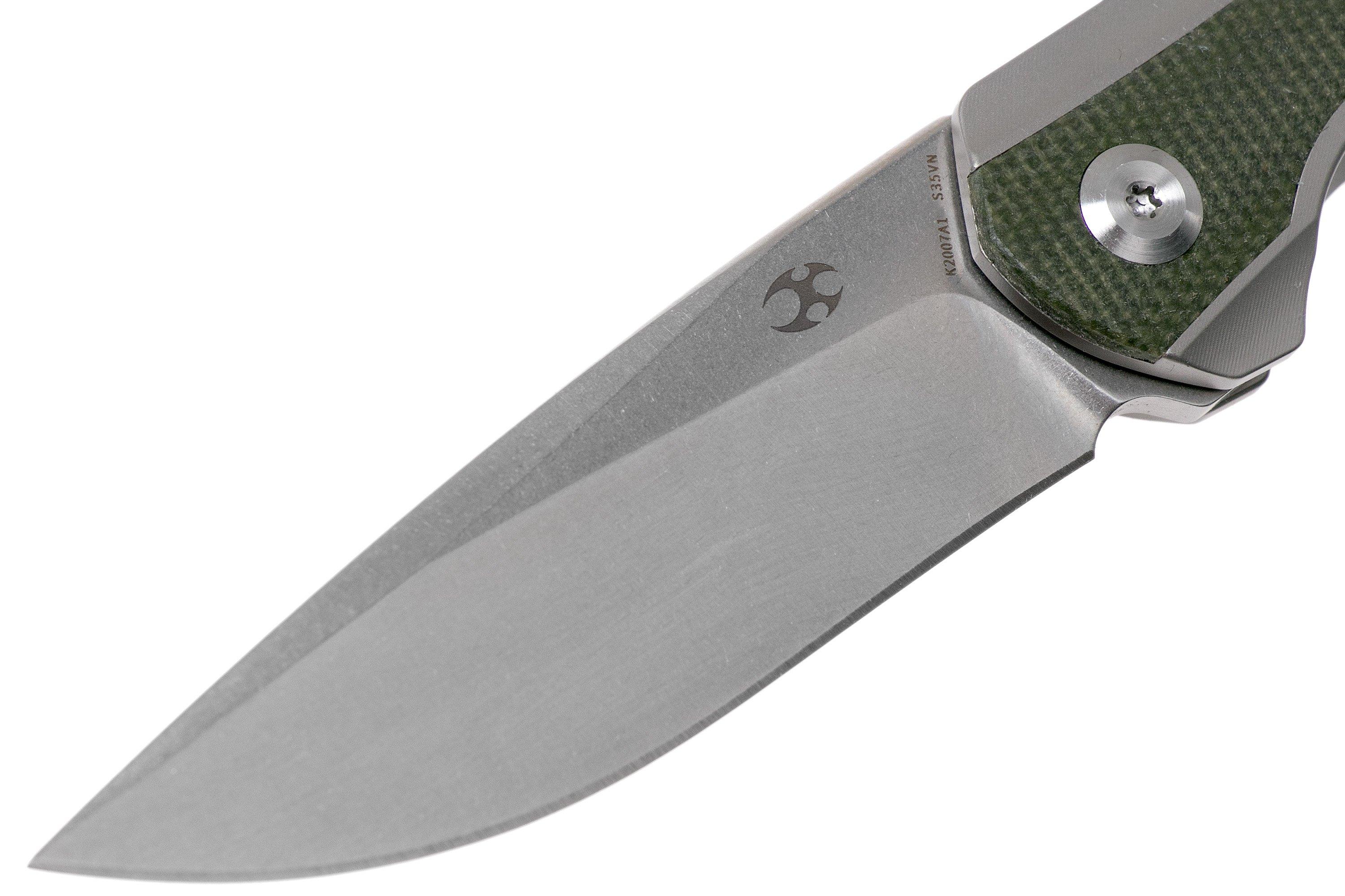 Kansept Mini Accipiter K2007A1 Titanium, Green Micarta Inlay pocket ...