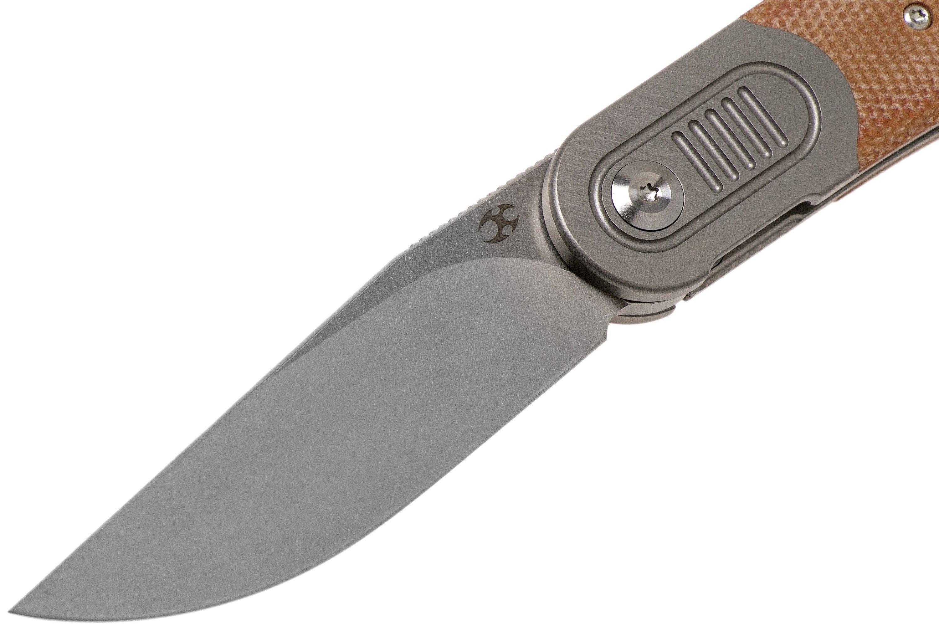 Kansept Reverie K2025A7 Stonewashed, Brown Micarta pocket knife, Justin ...