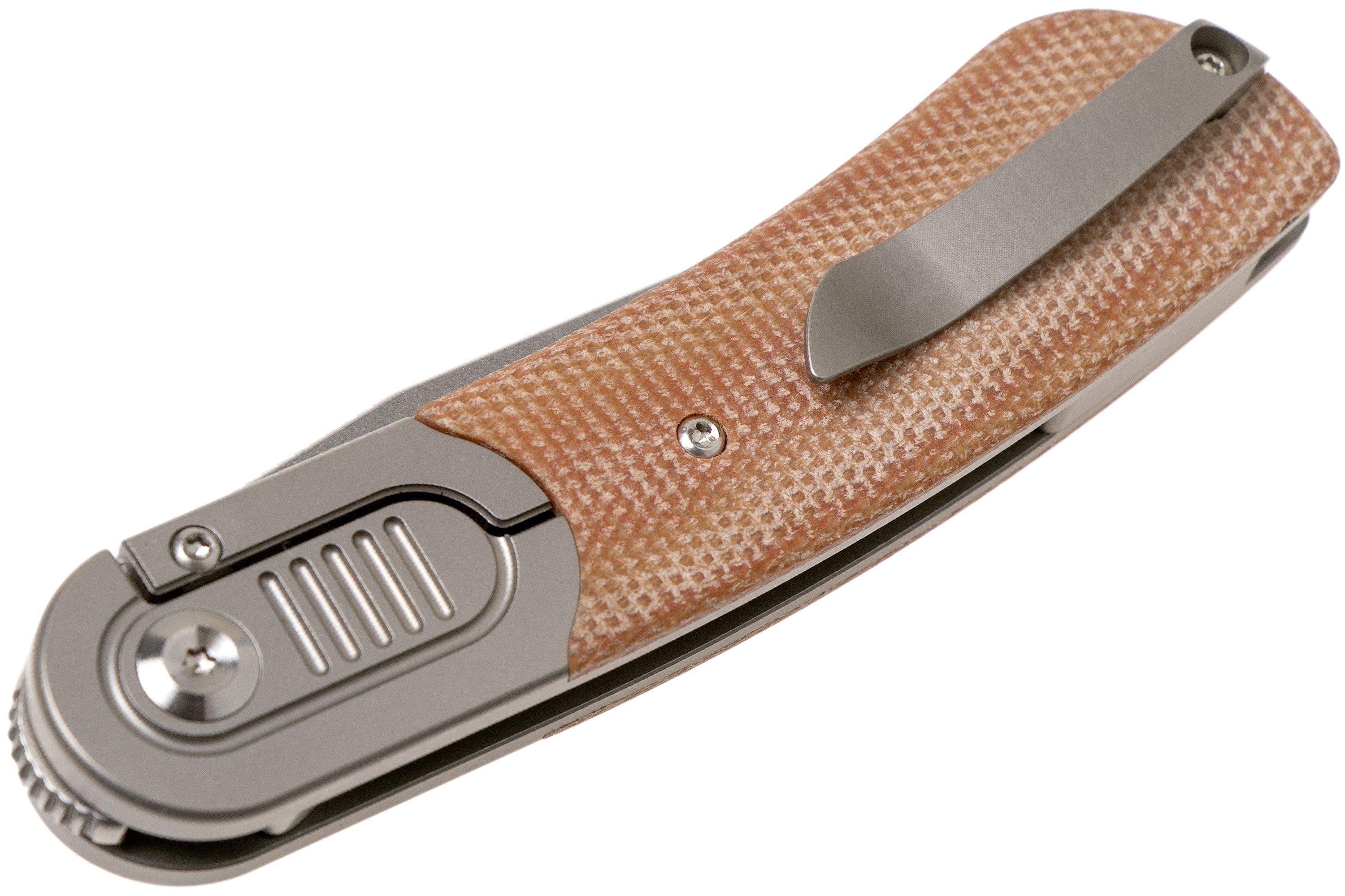 Kansept Reverie K2025A7 Stonewashed, Brown Micarta pocket knife, Justin ...