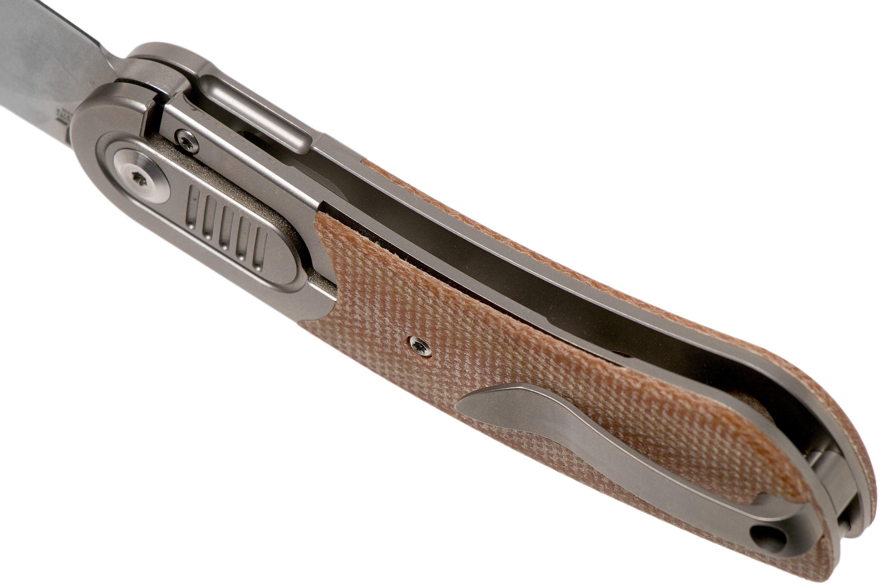 Kansept Reverie K2025A7 Stonewashed, Brown Micarta pocket knife, Justin ...