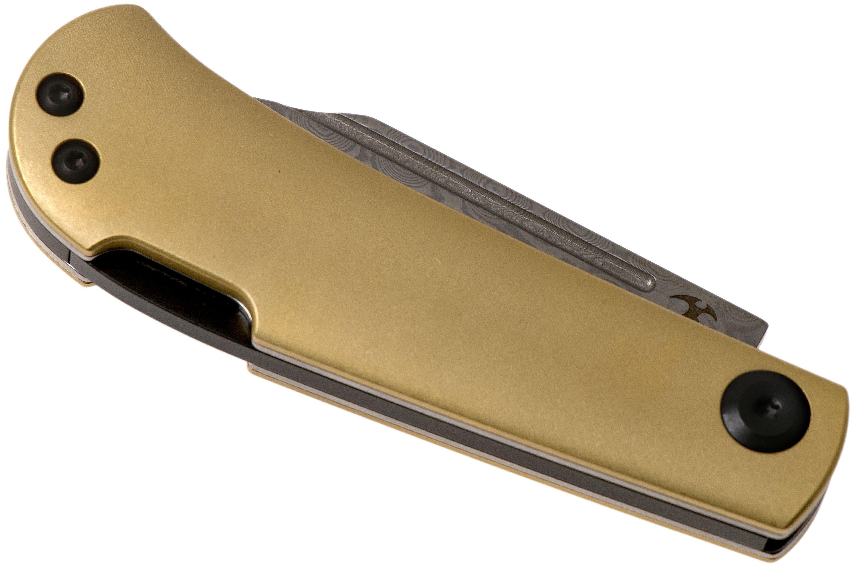 Kansept Wedge K2026BB1 Damascus, Brass pocket knife, Nick Swan design ...