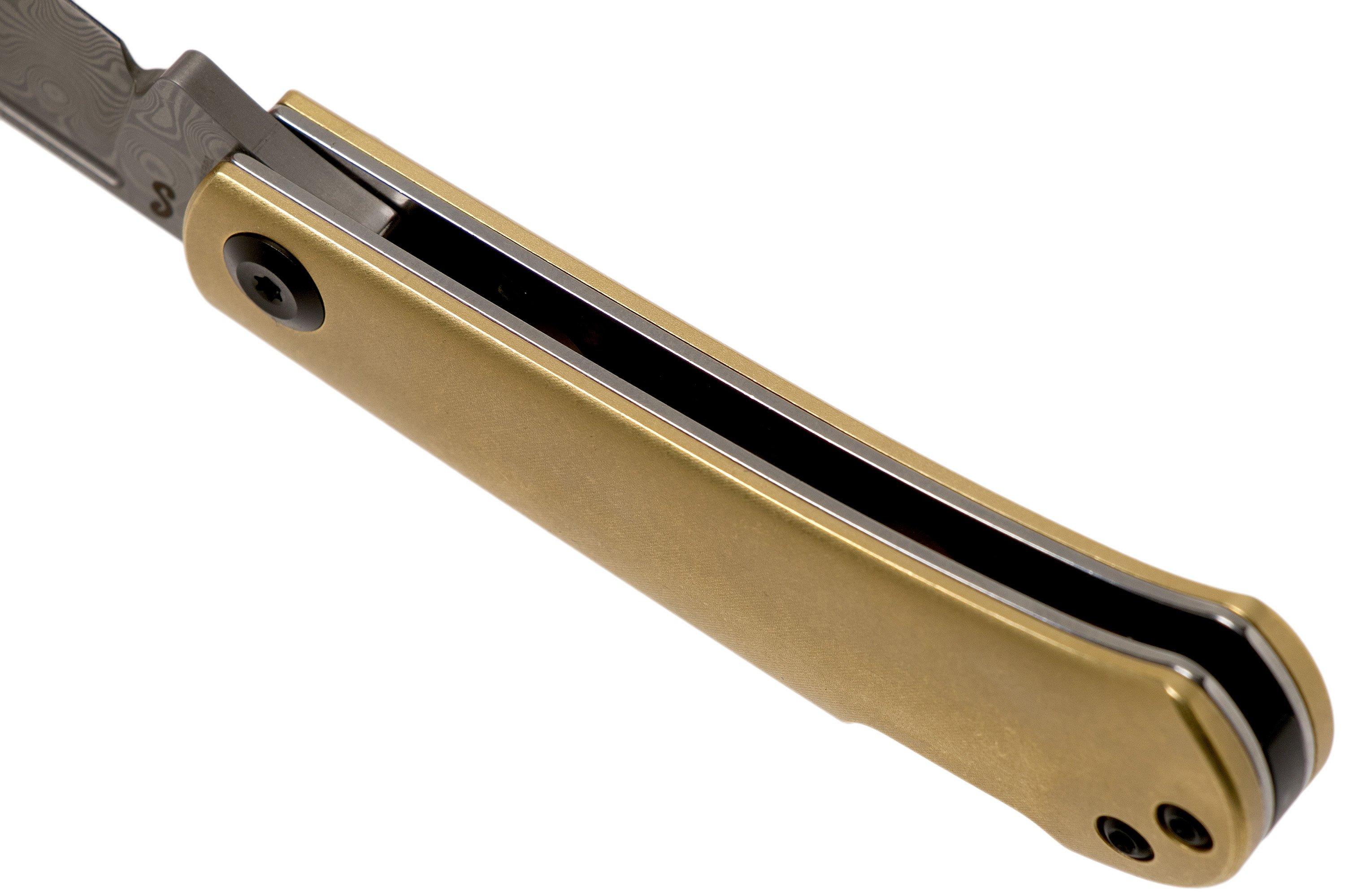 Kansept Wedge K2026BB1 Damascus, Brass pocket knife, Nick Swan design ...