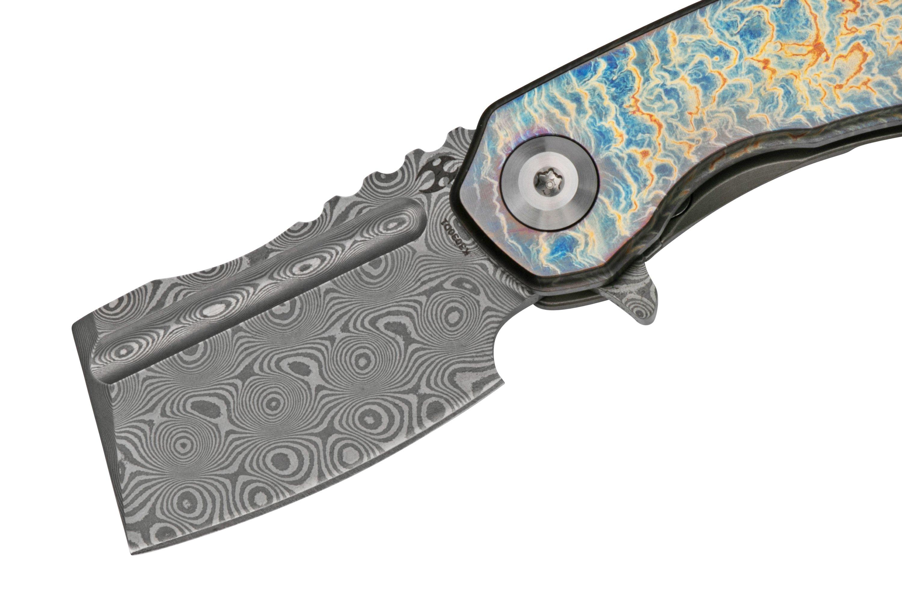 Kansept Mini Korvid K3030A2 Damascus, Lightning Strike Titanium pocket ...