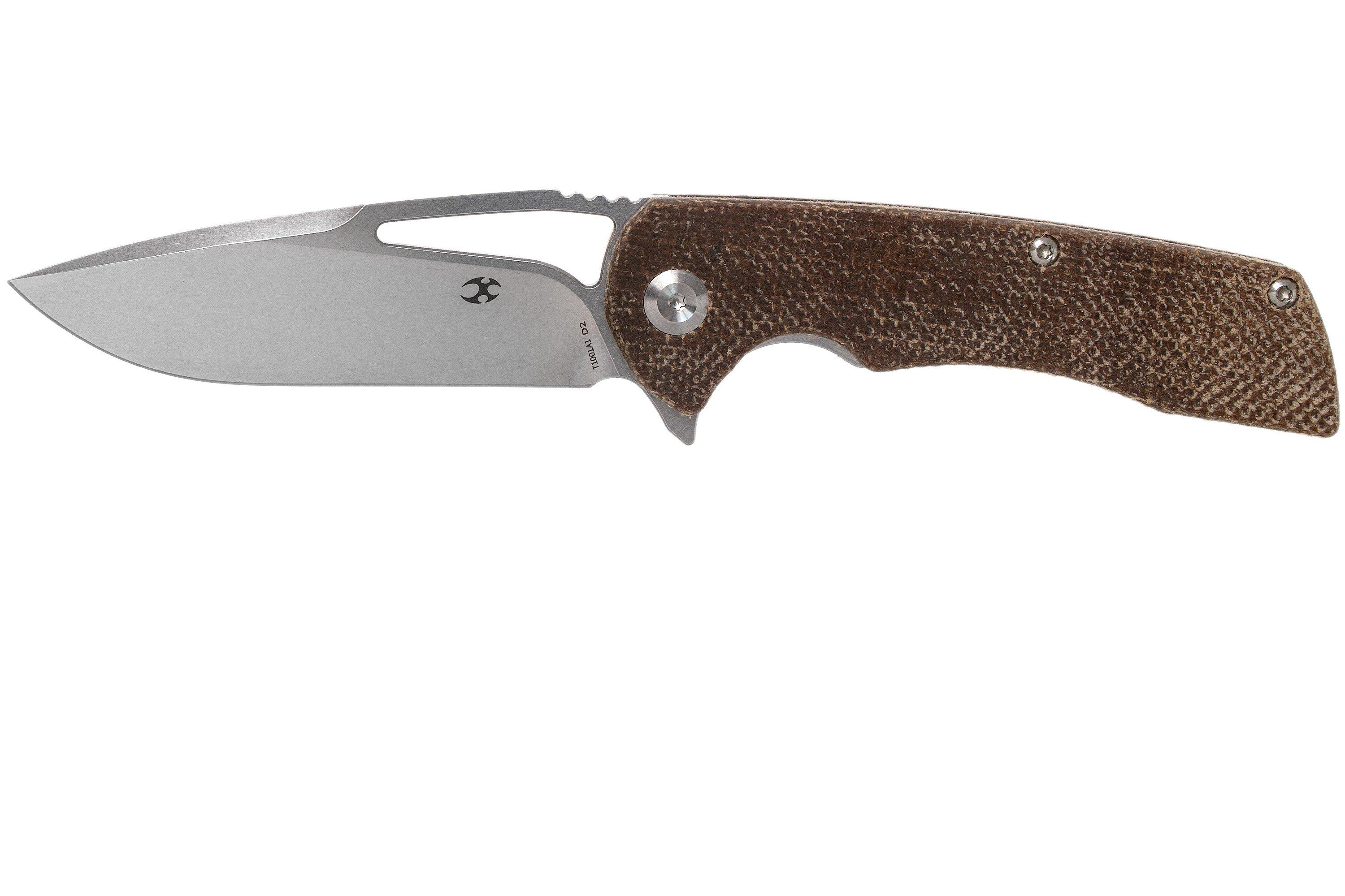 Kansept Kryo T1001A1 D2, Brown Micarta pocket knife, Kim Ning design ...
