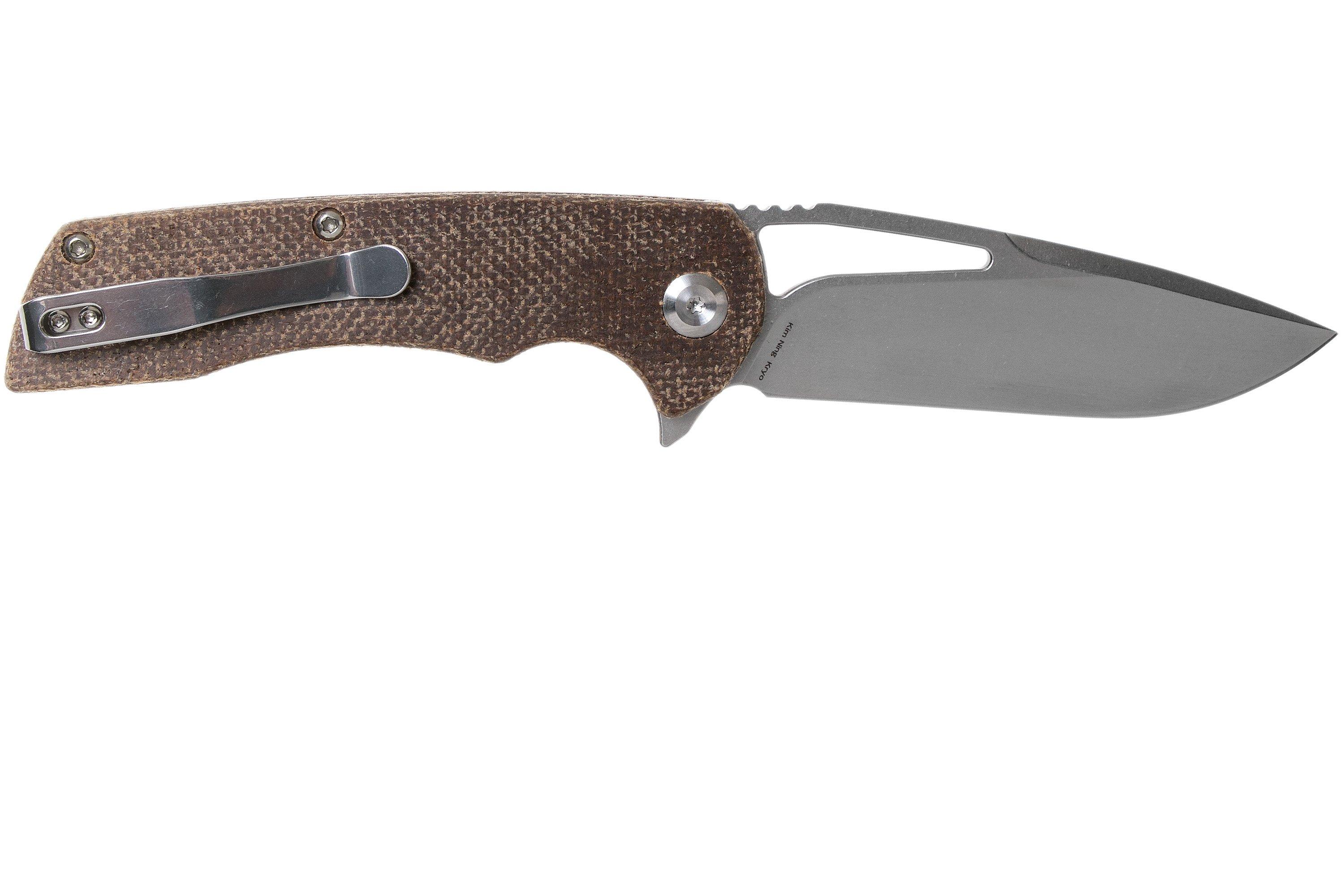 Kansept Kryo T1001A1 D2, Brown Micarta pocket knife, Kim Ning design ...