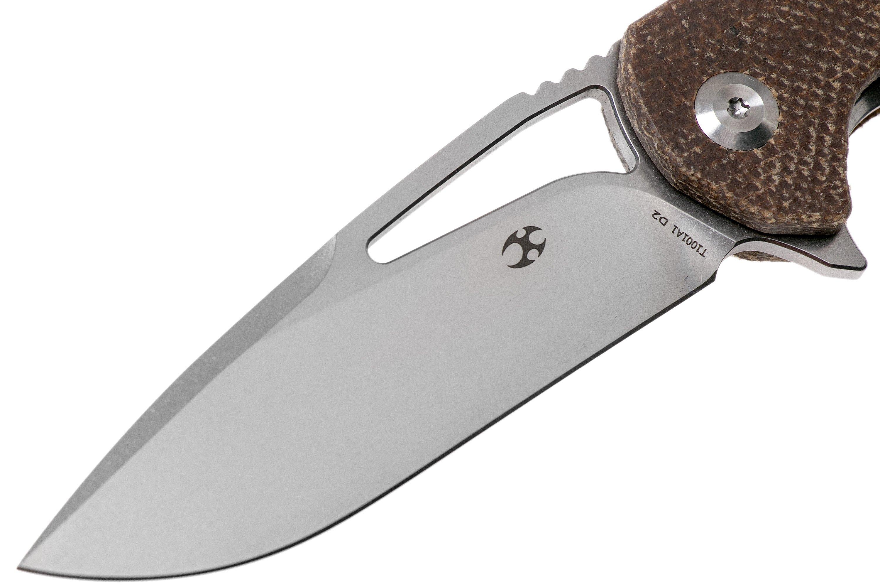 Kansept Kryo T1001A1 D2, Brown Micarta pocket knife, Kim Ning design ...
