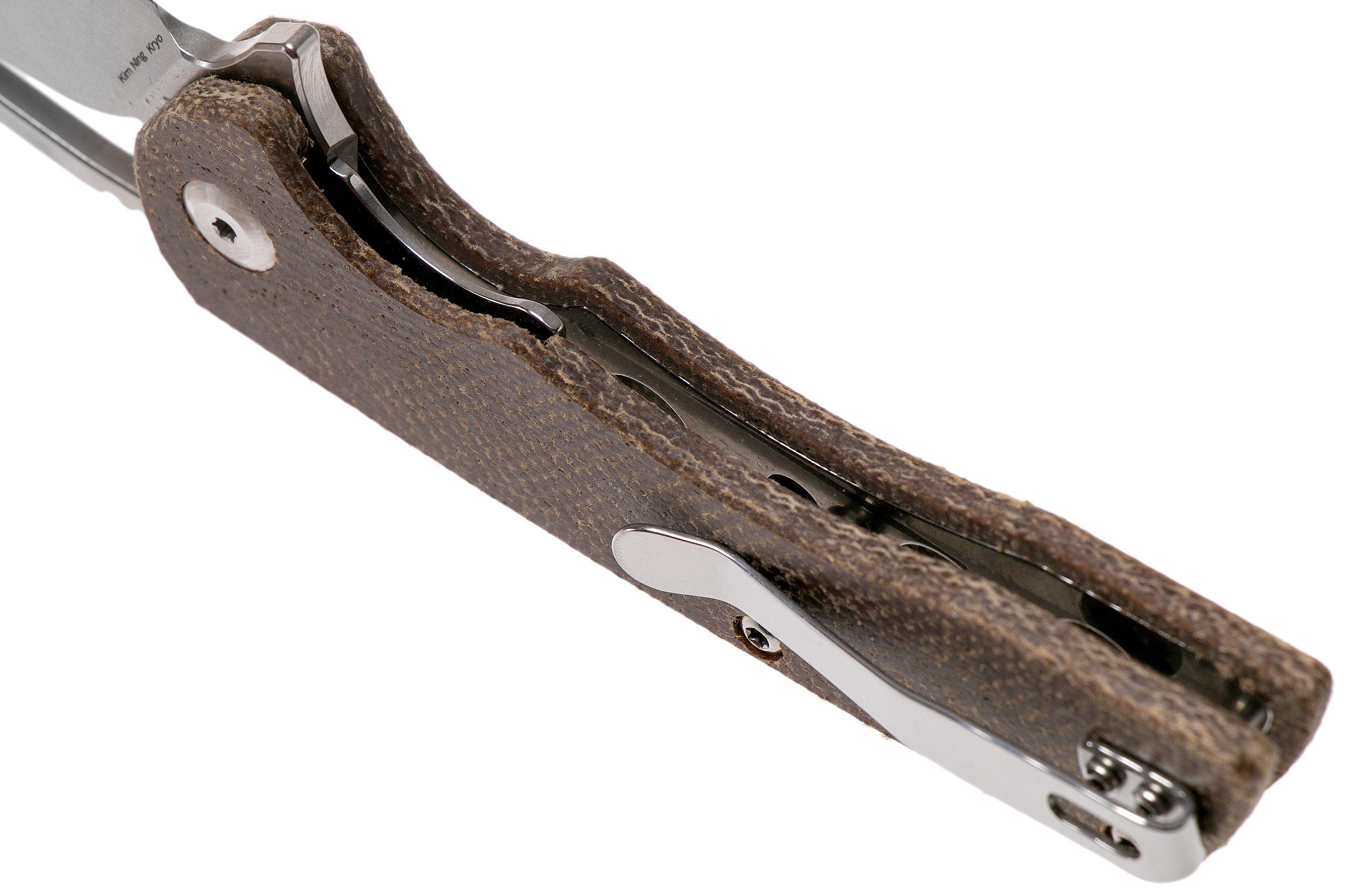 Kansept Kryo T1001A1 D2, Brown Micarta pocket knife, Kim Ning design ...