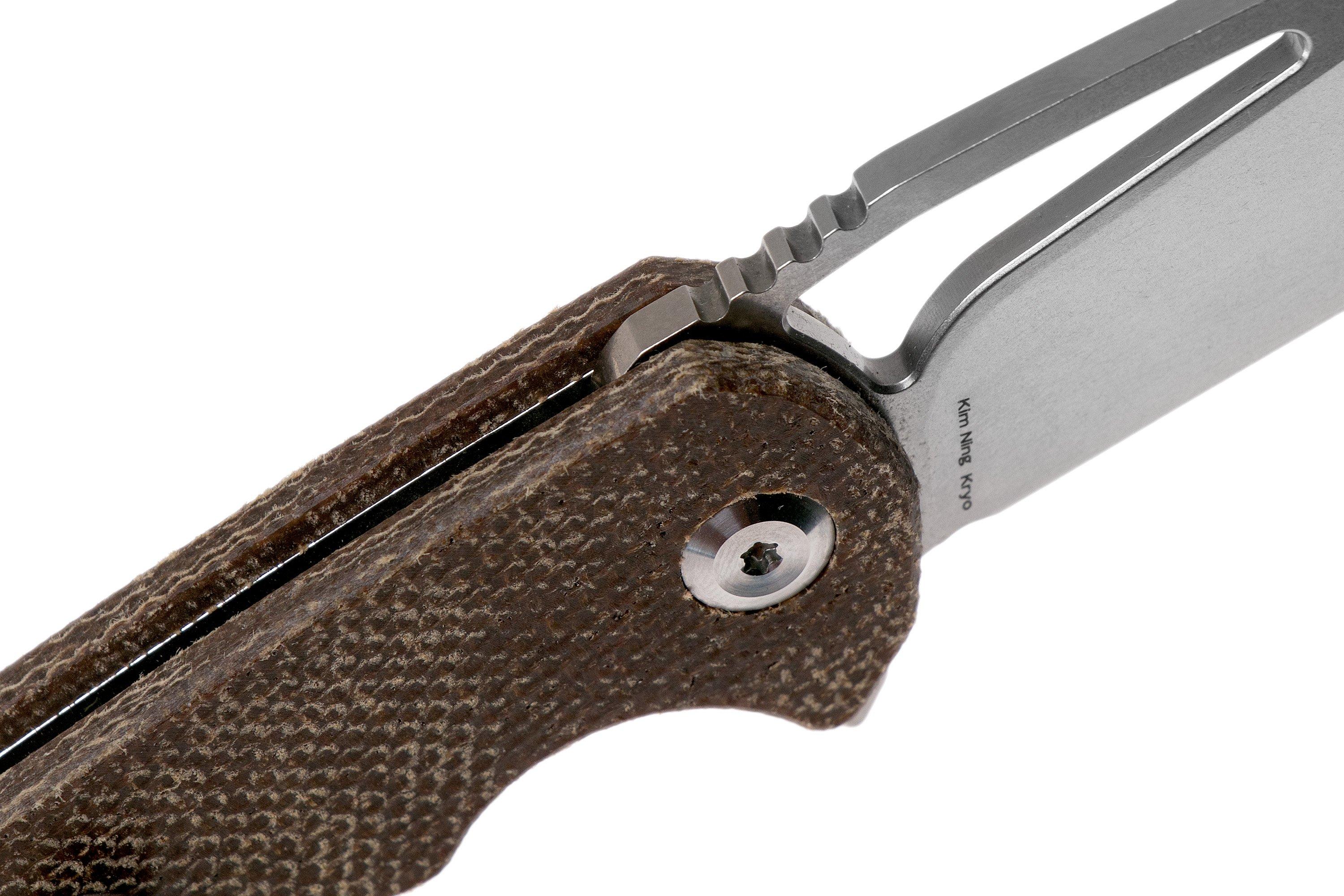 Kansept Kryo T1001A1 D2, Brown Micarta pocket knife, Kim Ning design ...