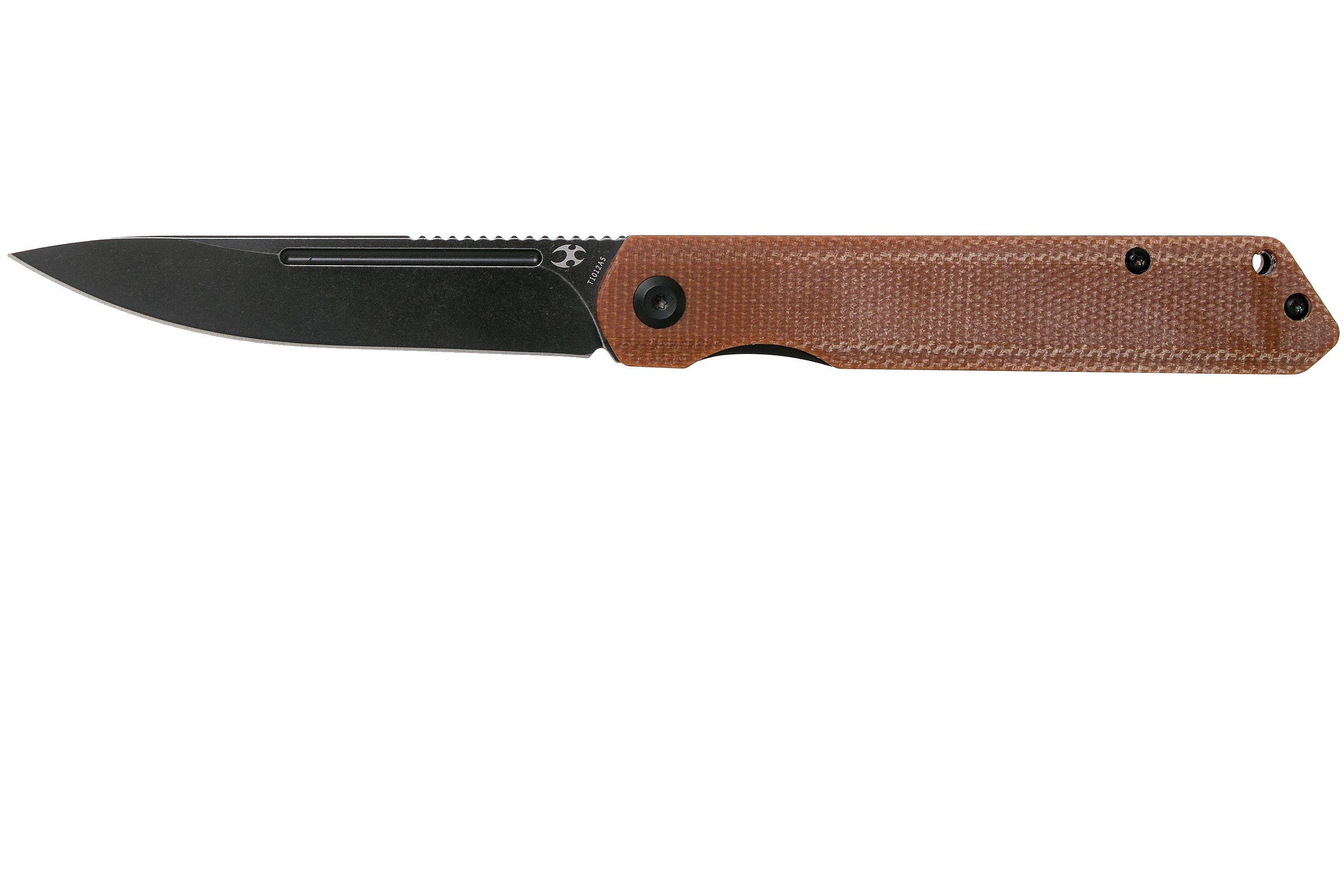 Kansept Prickle T1012A5 Black, Brown Micarta pocket knife, Max Tkachuk ...