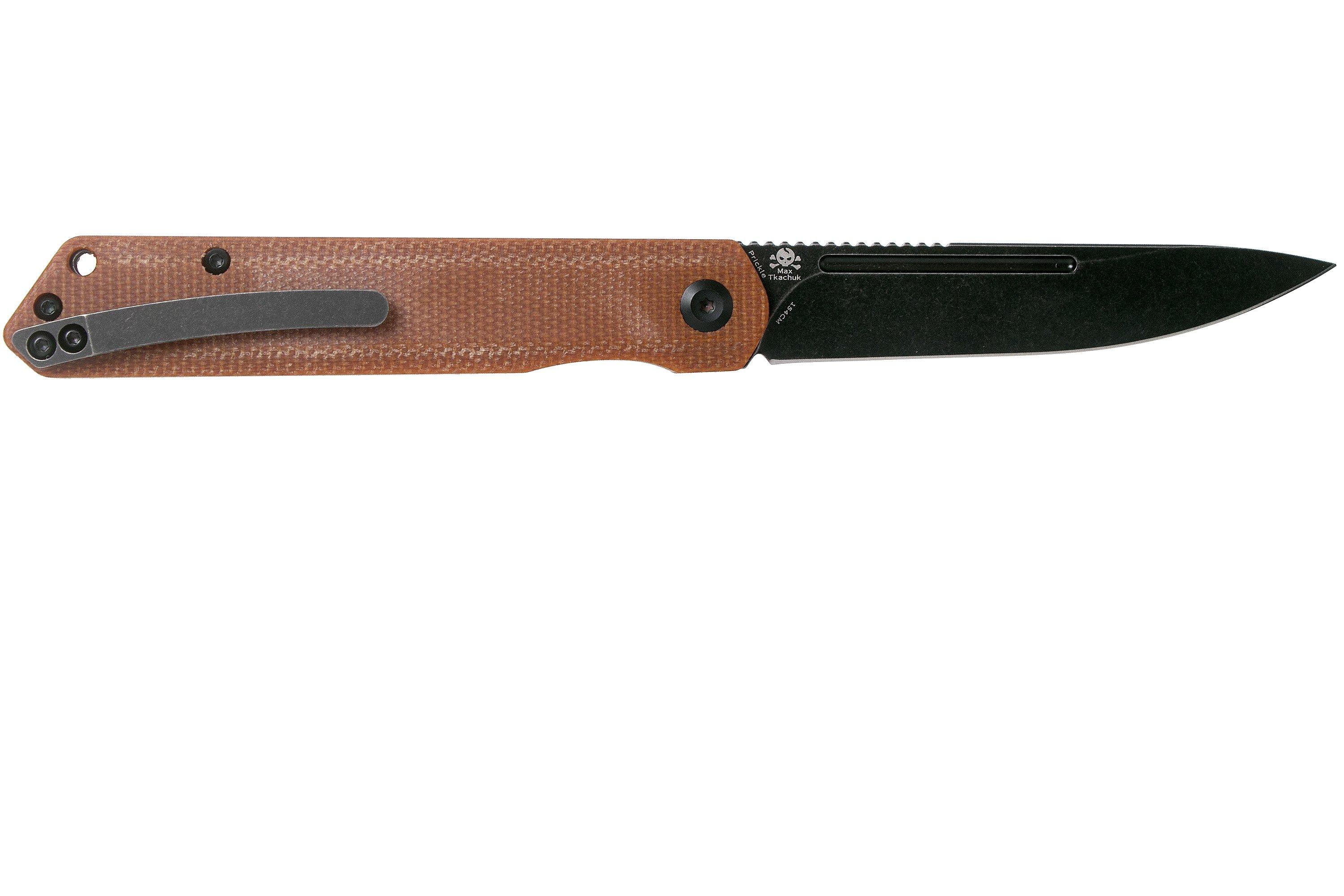 Kansept Prickle T1012A5 Black, Brown Micarta pocket knife, Max Tkachuk ...