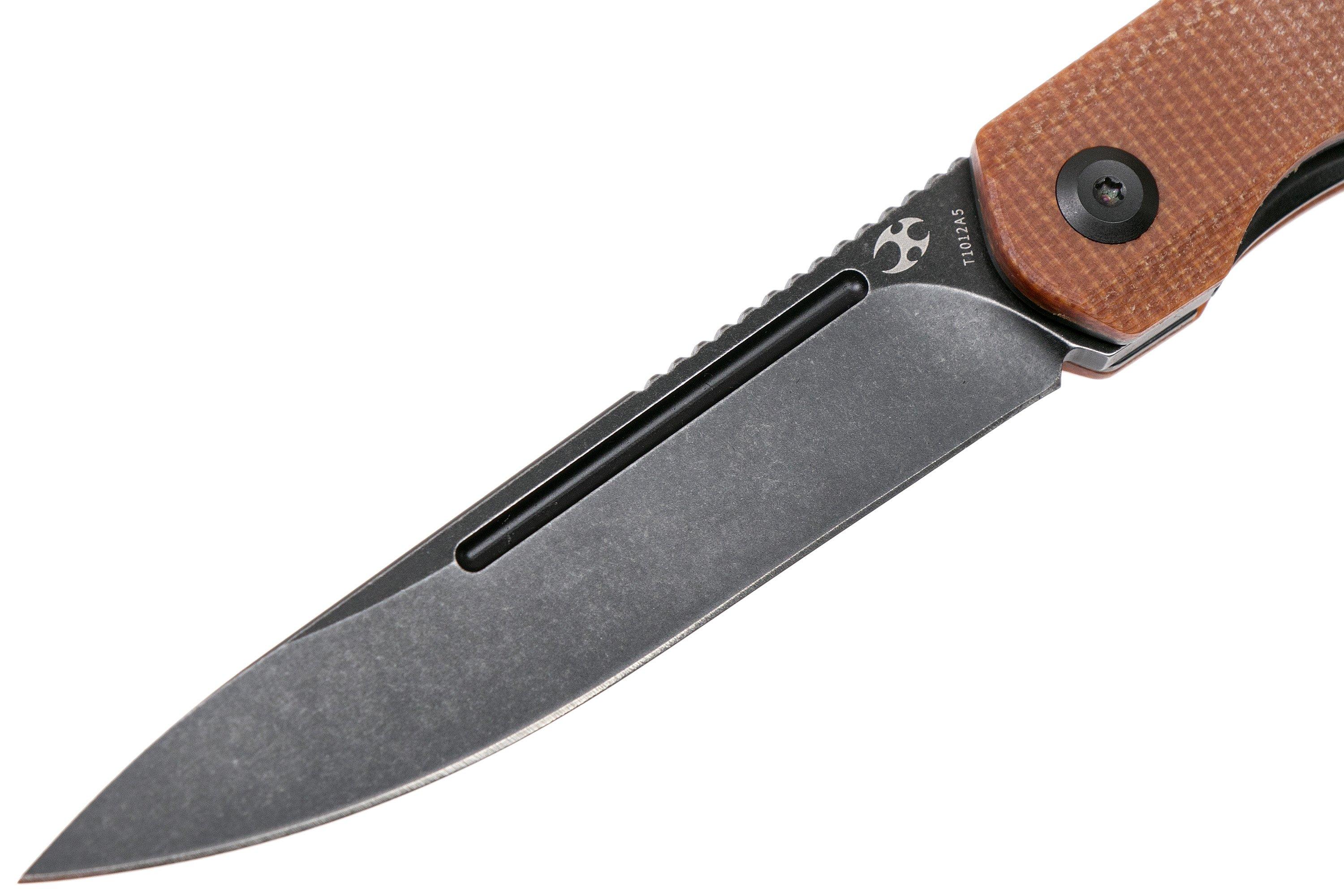 Kansept Prickle T1012A5 Black, Brown Micarta pocket knife, Max Tkachuk ...