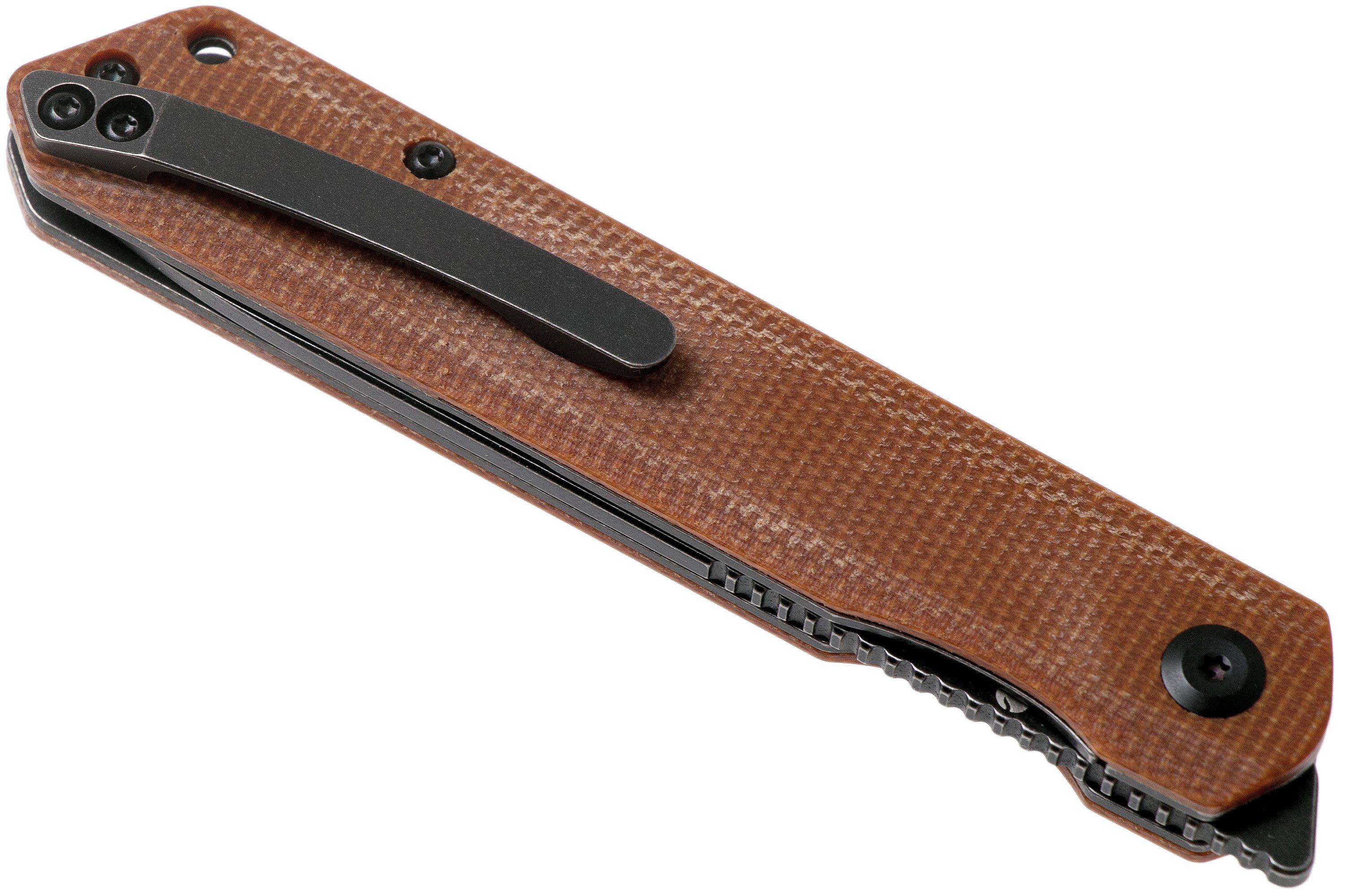 Kansept Prickle T1012A5 Black, Brown Micarta pocket knife, Max Tkachuk ...