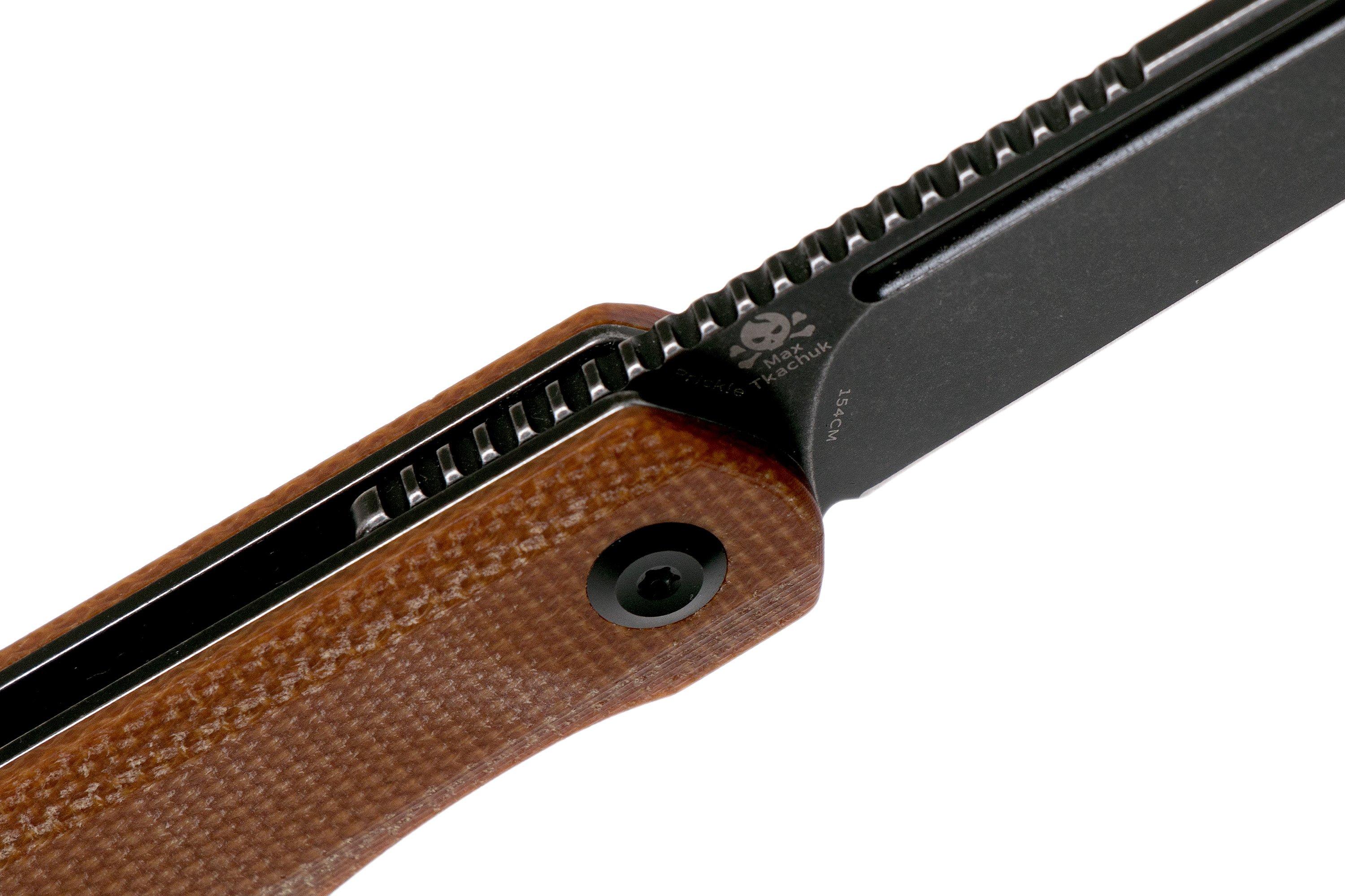 Kansept Prickle T1012A5 Black, Brown Micarta pocket knife, Max Tkachuk ...