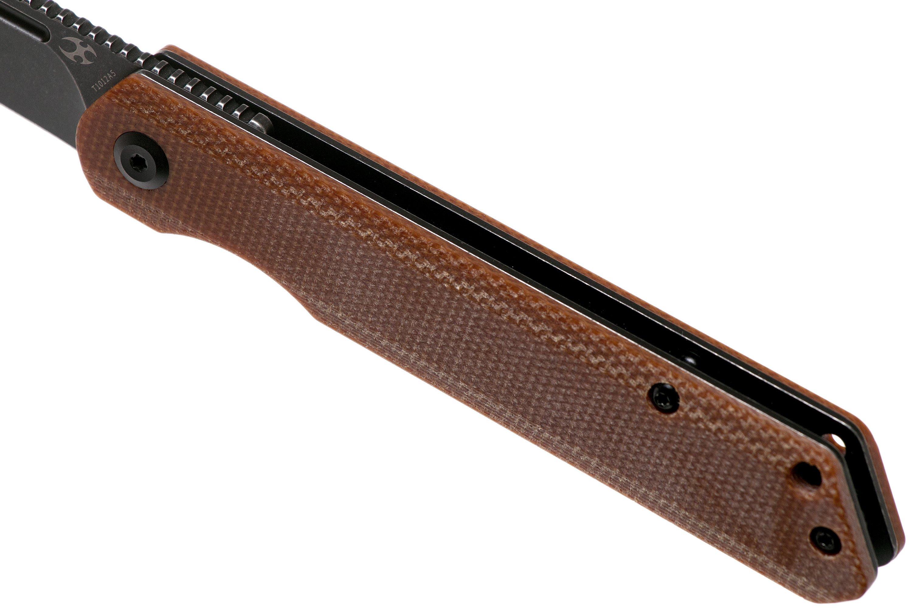 Kansept Prickle T1012A5 Black, Brown Micarta pocket knife, Max Tkachuk ...