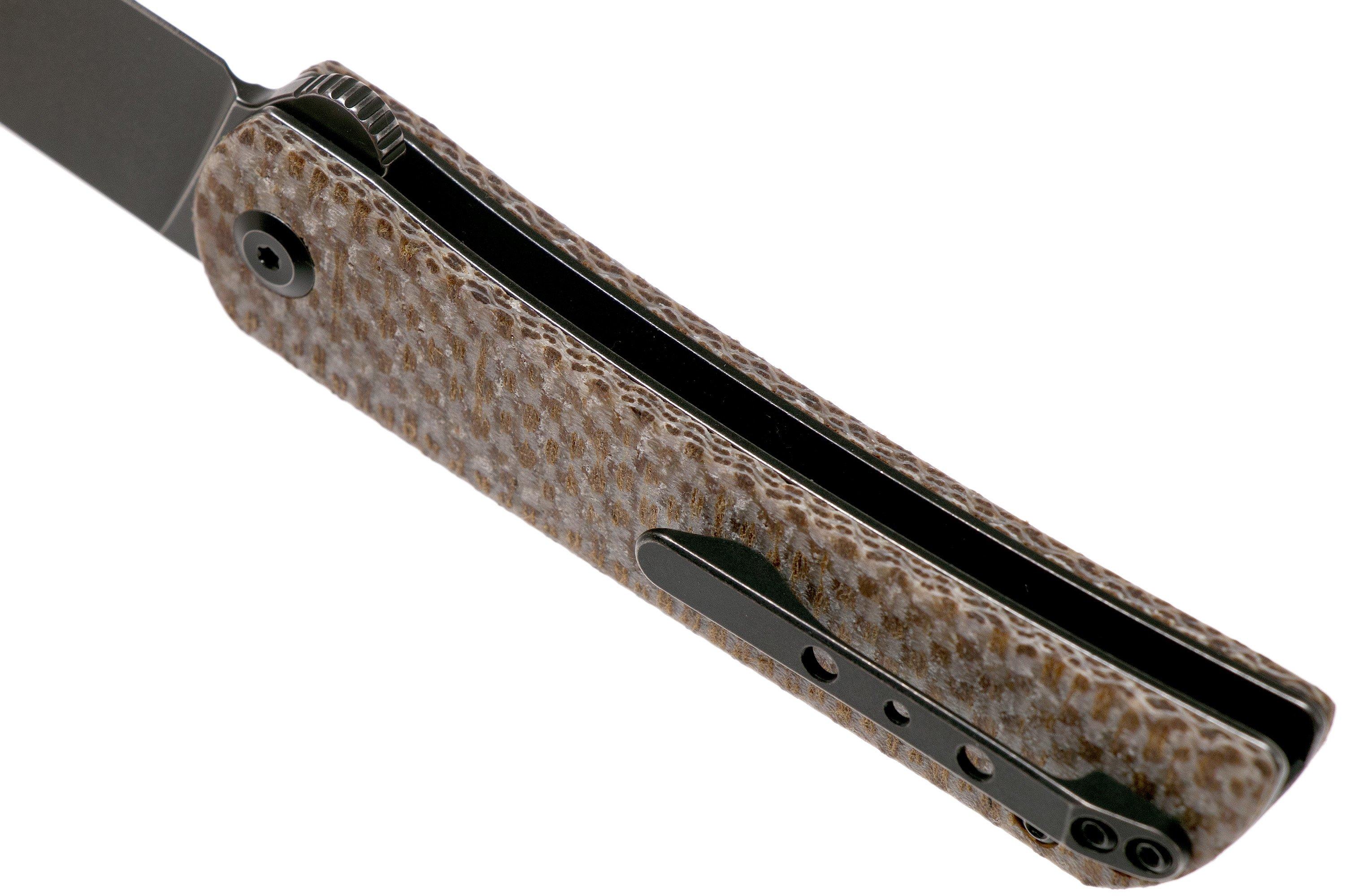 Kansept Weasel T2020A5 Black, Brown Micarta pocket knife, Rolf Helbig ...