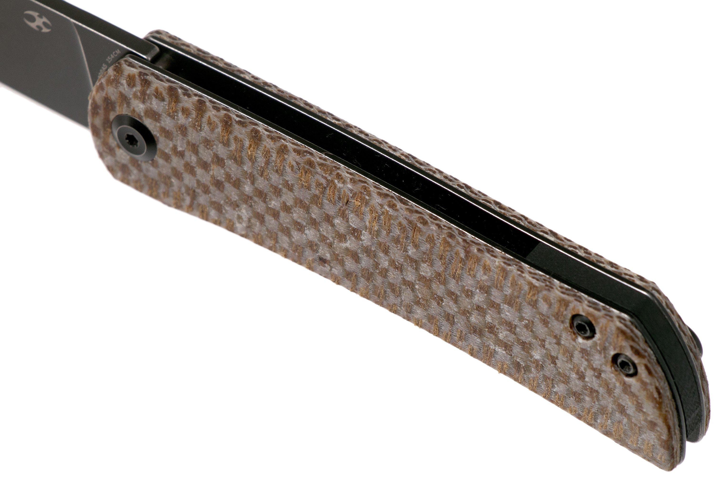 Kansept Weasel T2020A5 Black, Brown Micarta pocket knife, Rolf Helbig ...