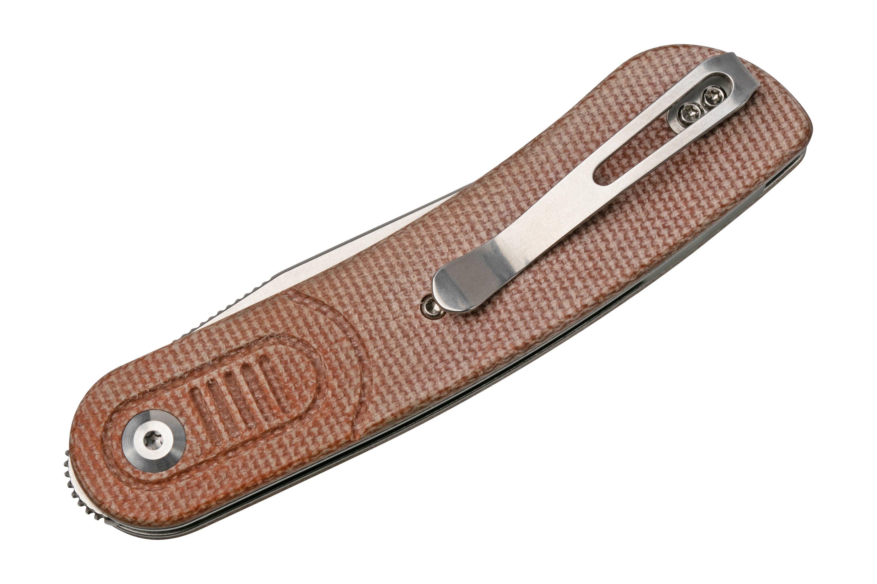 Kansept Reverie T2025A6 Stonewashed, Brown Micarta pocket knife, Justin ...