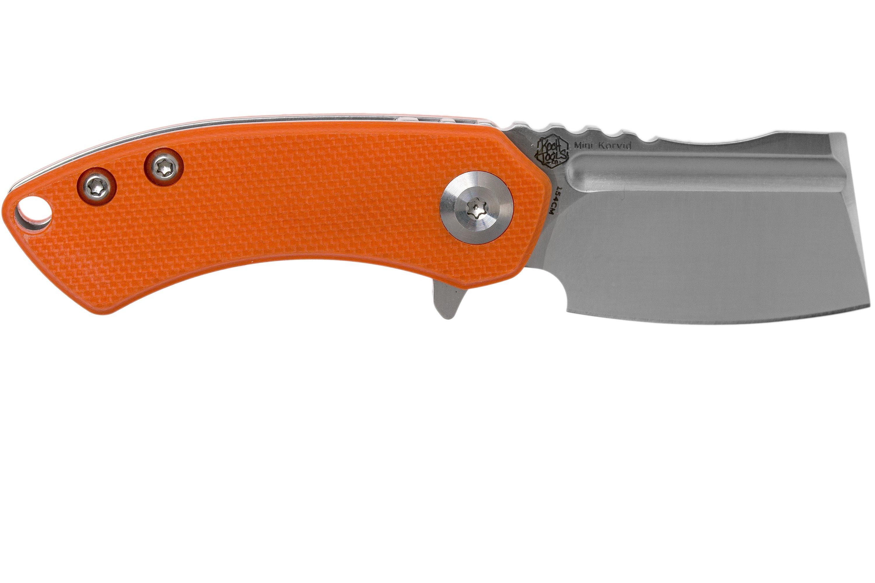 Kansept Mini Korvid T3030A6 Satin, Orange G10 pocket knife, Justin Koch ...