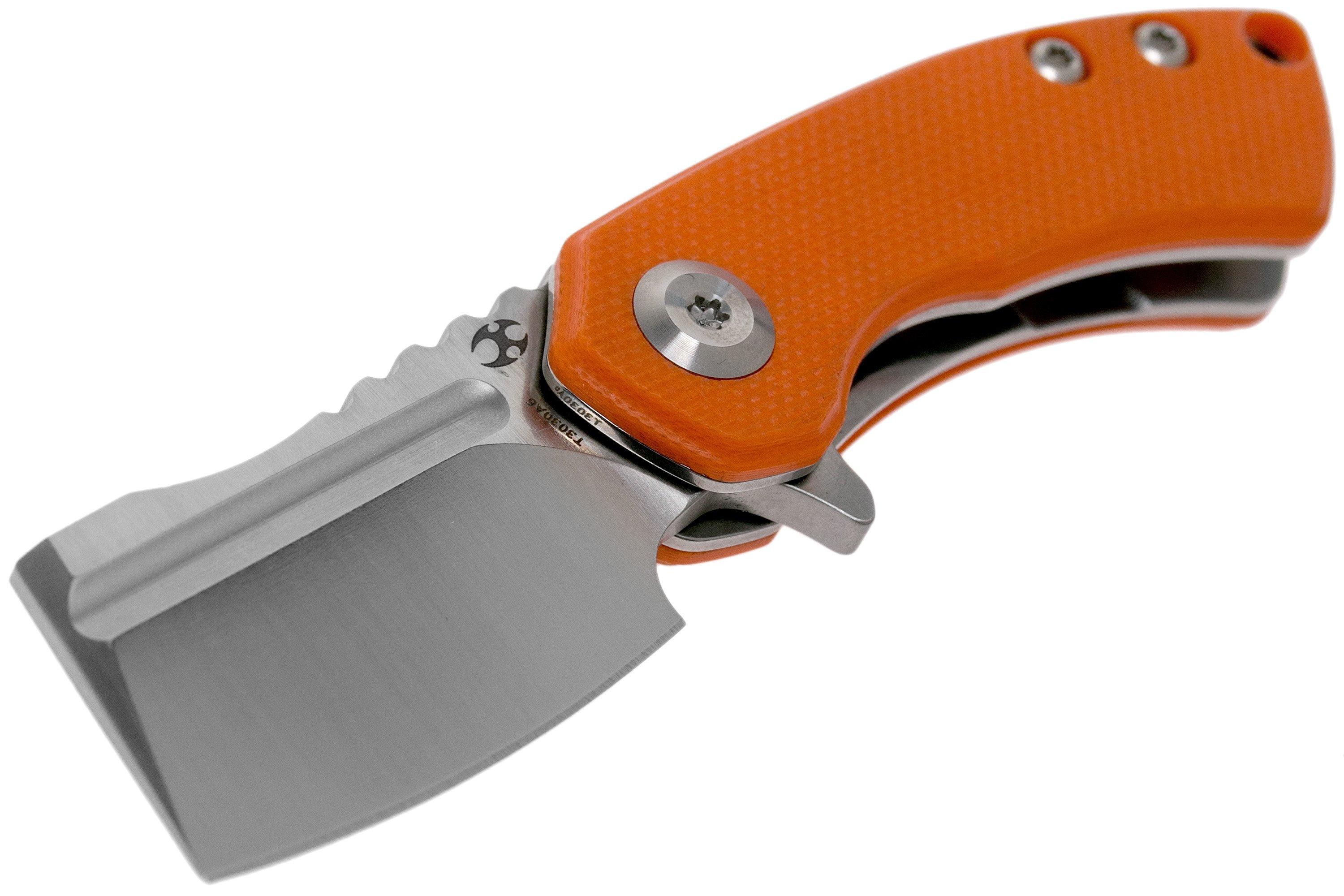 Kansept Mini Korvid T3030A6 Satin, Orange G10 pocket knife, Justin Koch ...