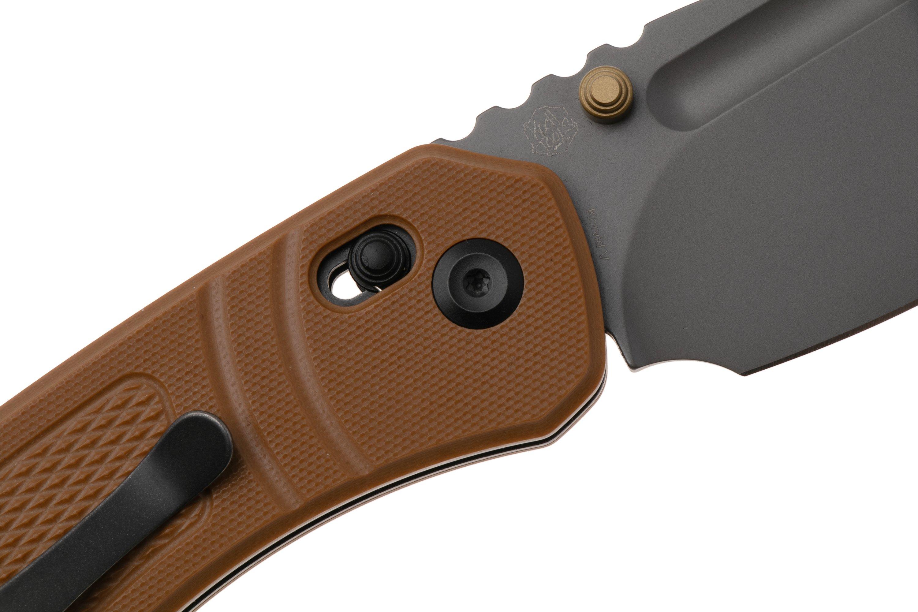 Kansept Korvid V TE2030V4, Gray TiCn D2, Diamond Pattern Brown G10 ...