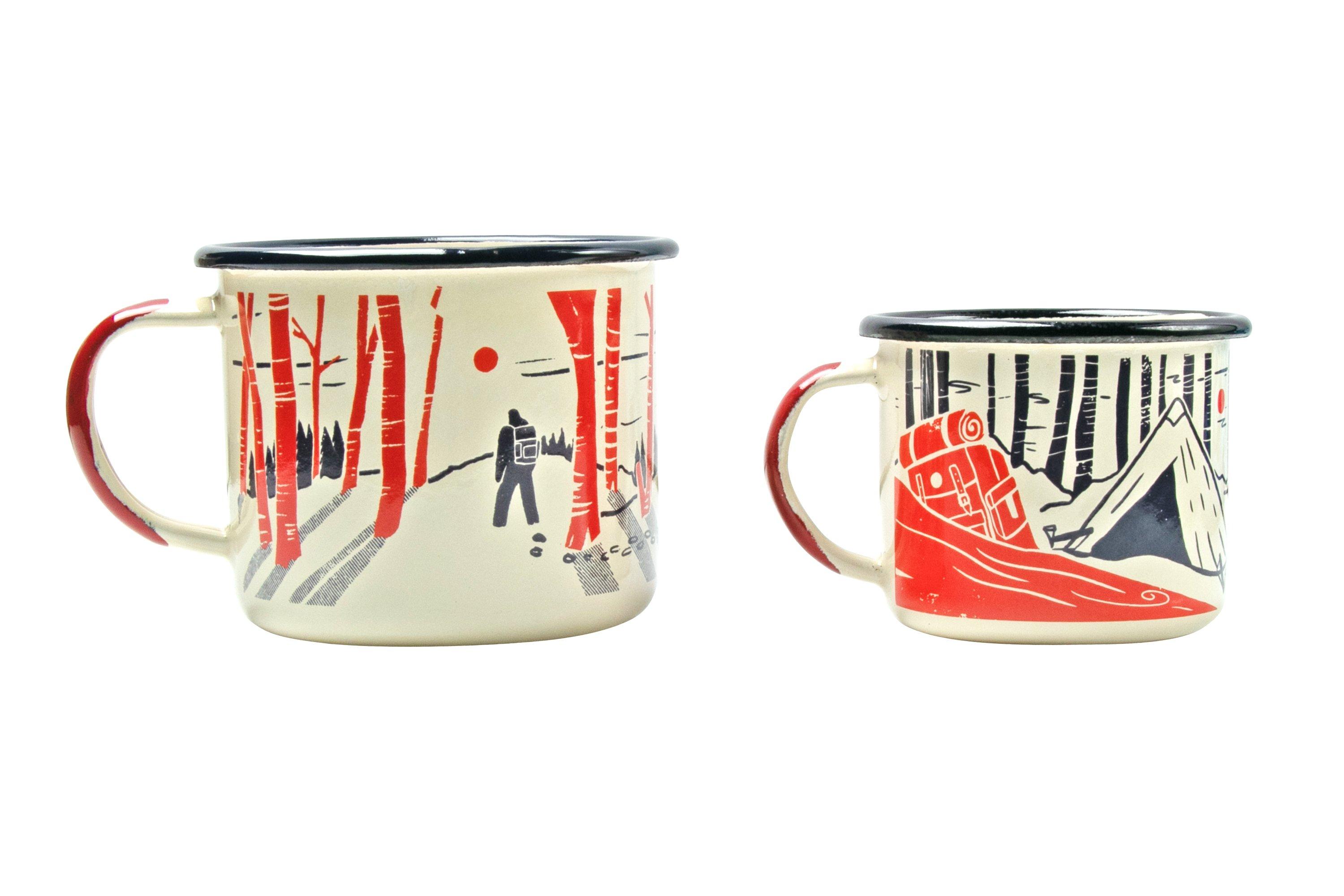 Knivesandtools Enamel Set E-SET-02, Mugs 8 cm & 10 cm, enamel mugs ...