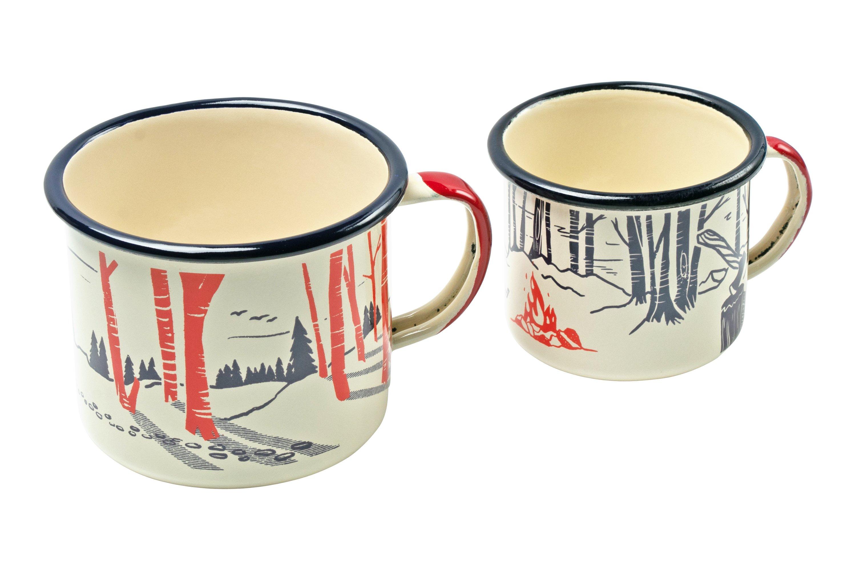 Knivesandtools Enamel Set E-SET-02, Mugs 8 cm & 10 cm, enamel mugs ...